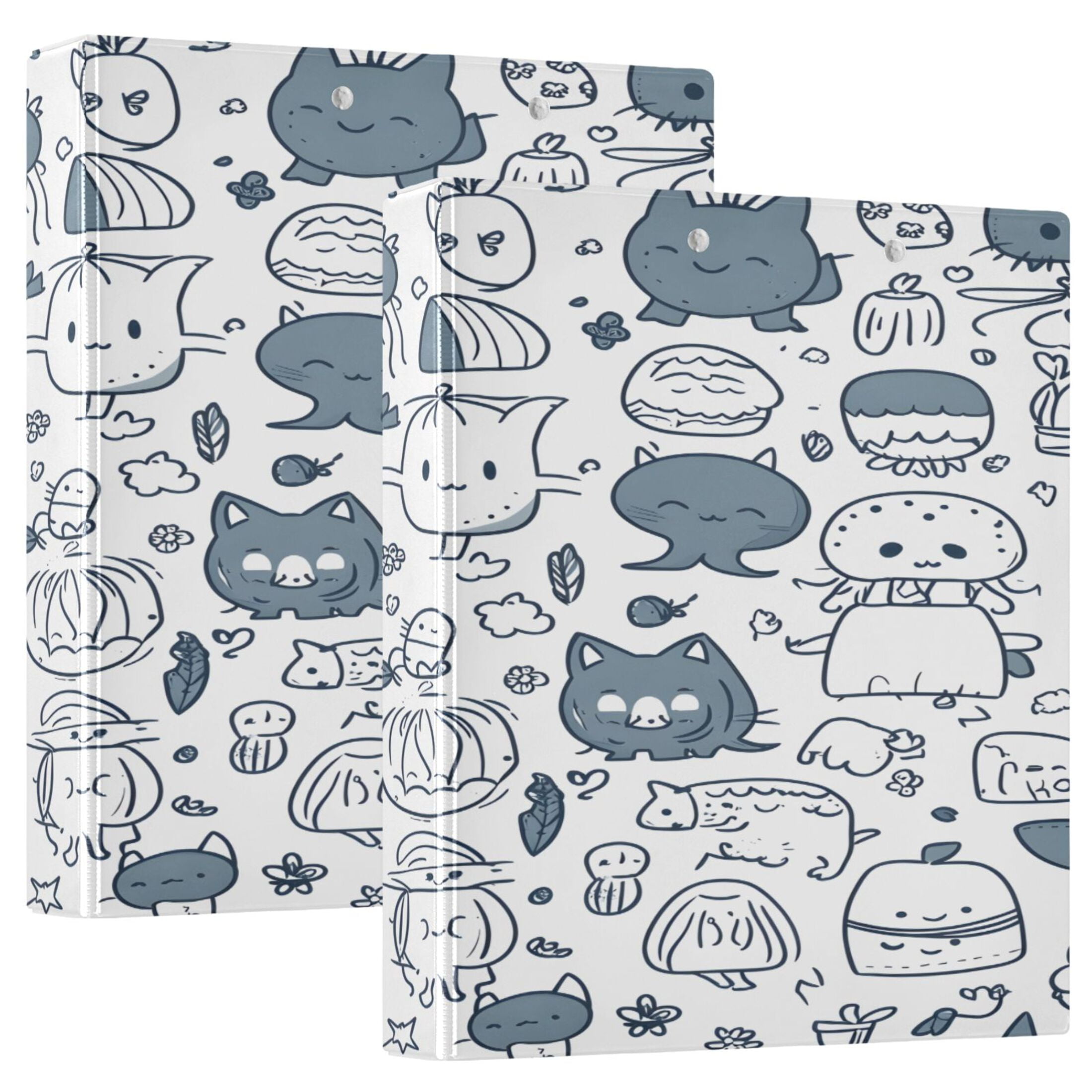 Cute Doodles Of Various Animals 12.4x10.6in PVC Round Ring Binder, D ...