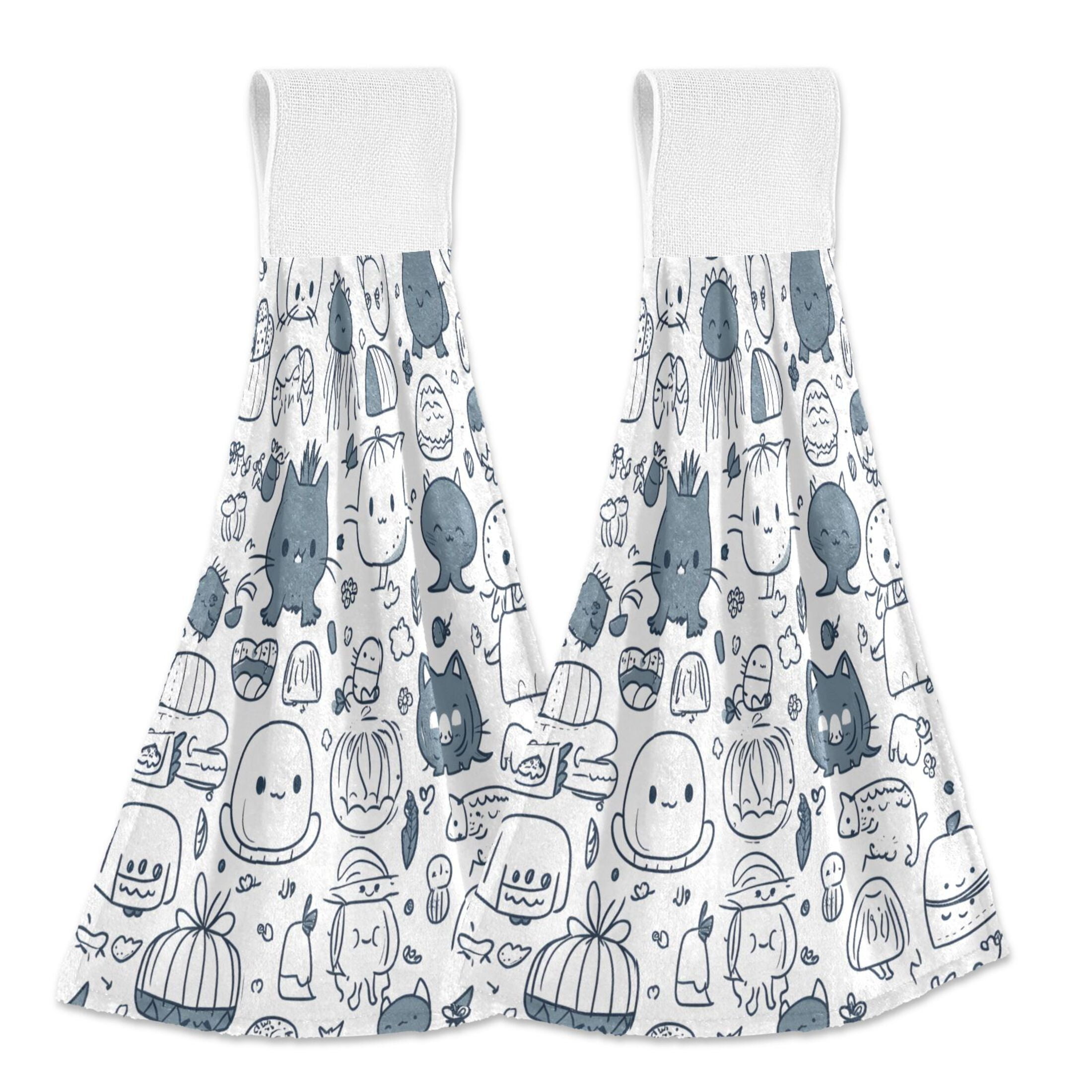 Cute Doodles Of Various Animals Hand Towels 2 Pack Quick Drying Home ...