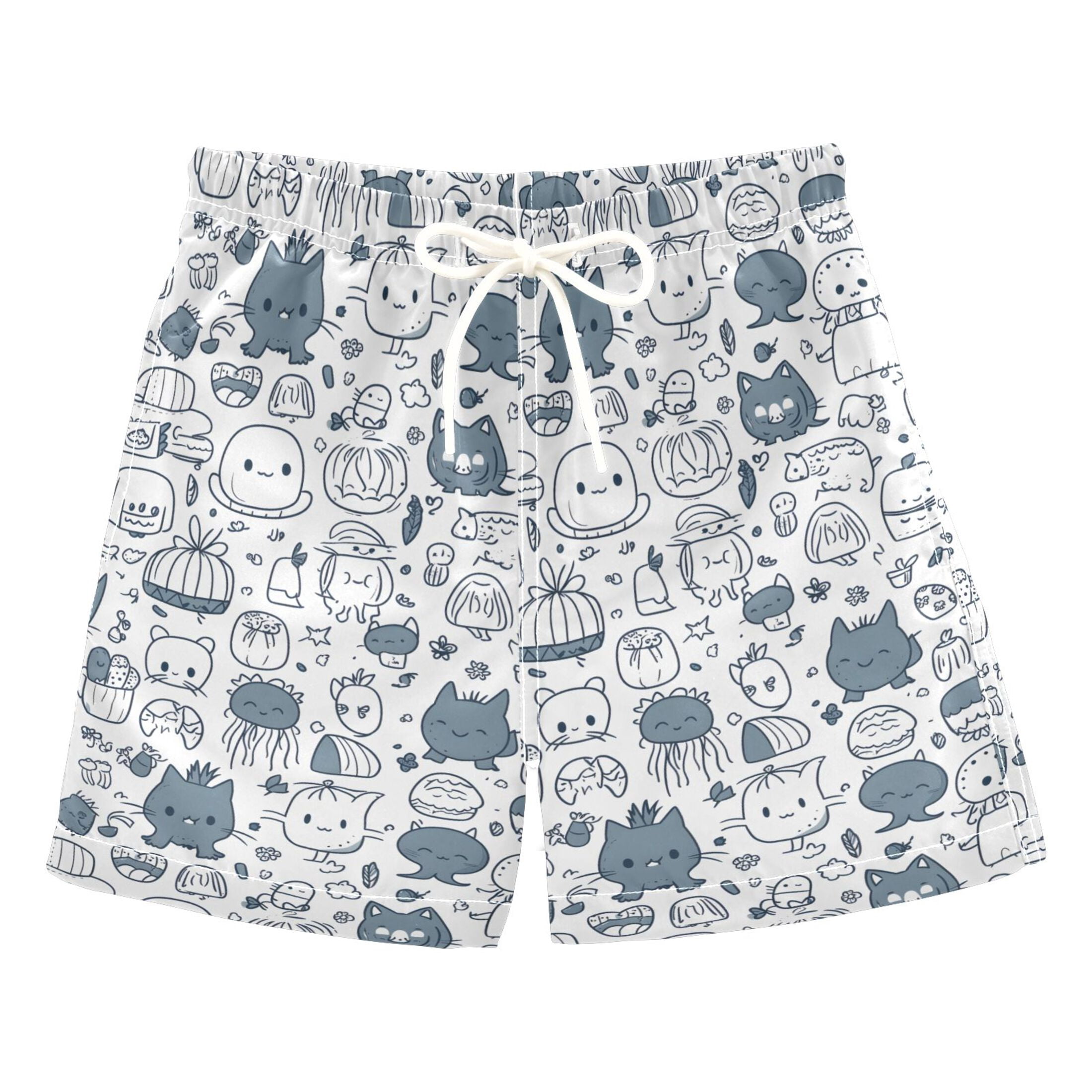 Cute Doodles Of Various Animals Swim Trunks Quick Dry Beach Pool Board ...