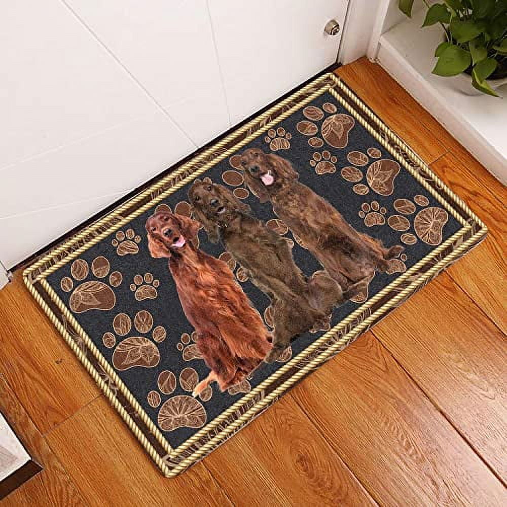 Cute Doormat Indoor Welcome Funny Doormat Irish Setter Floral Paw Funny ...