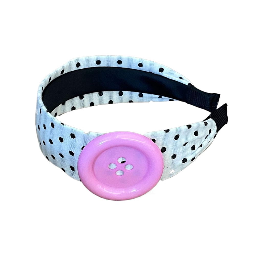 Cute Dot & Large Button Headband, Soft Fabric Comfortable Hair Hoop for ...