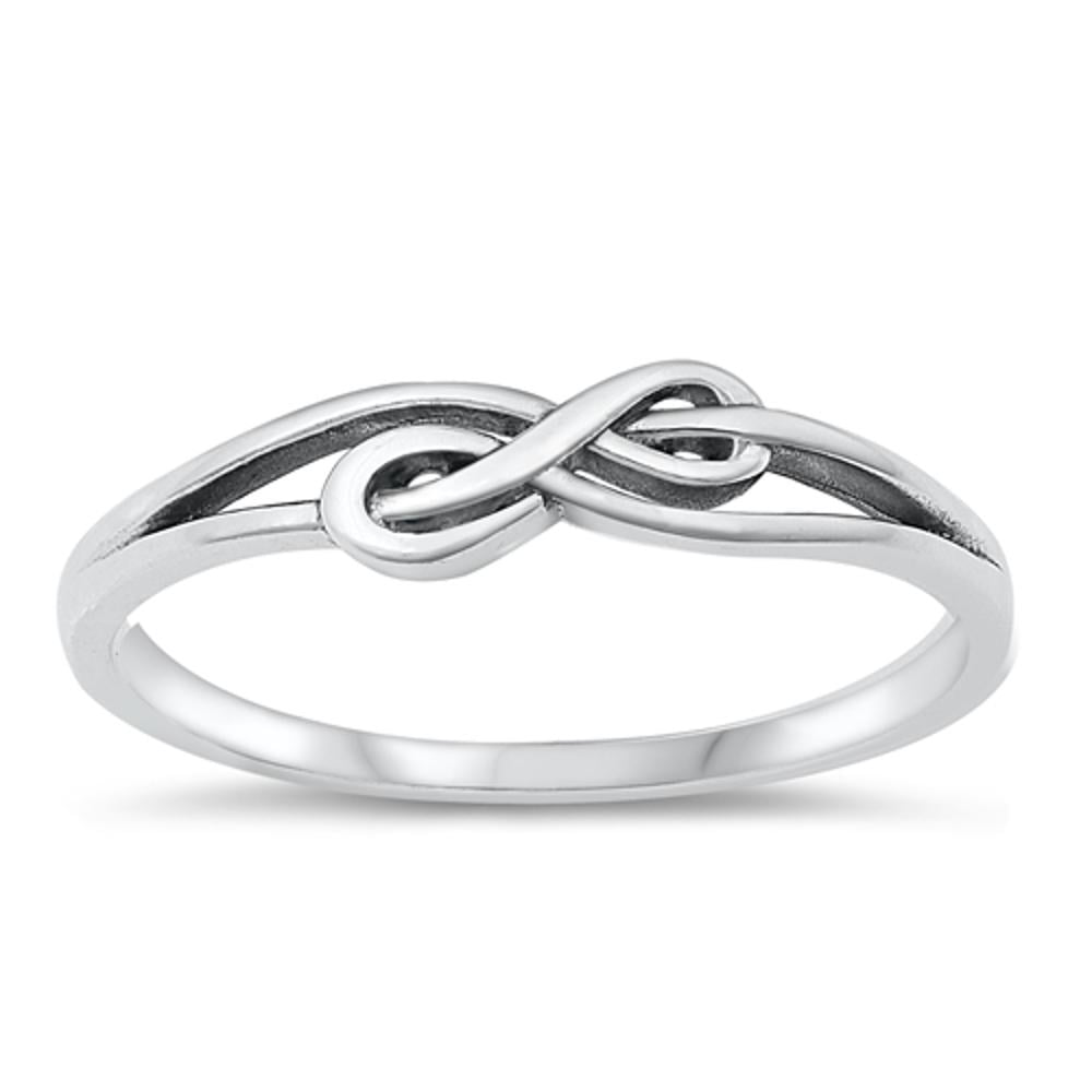 Cute Double Infinity Knot Ring .925 Sterling Silver Universe Band ...