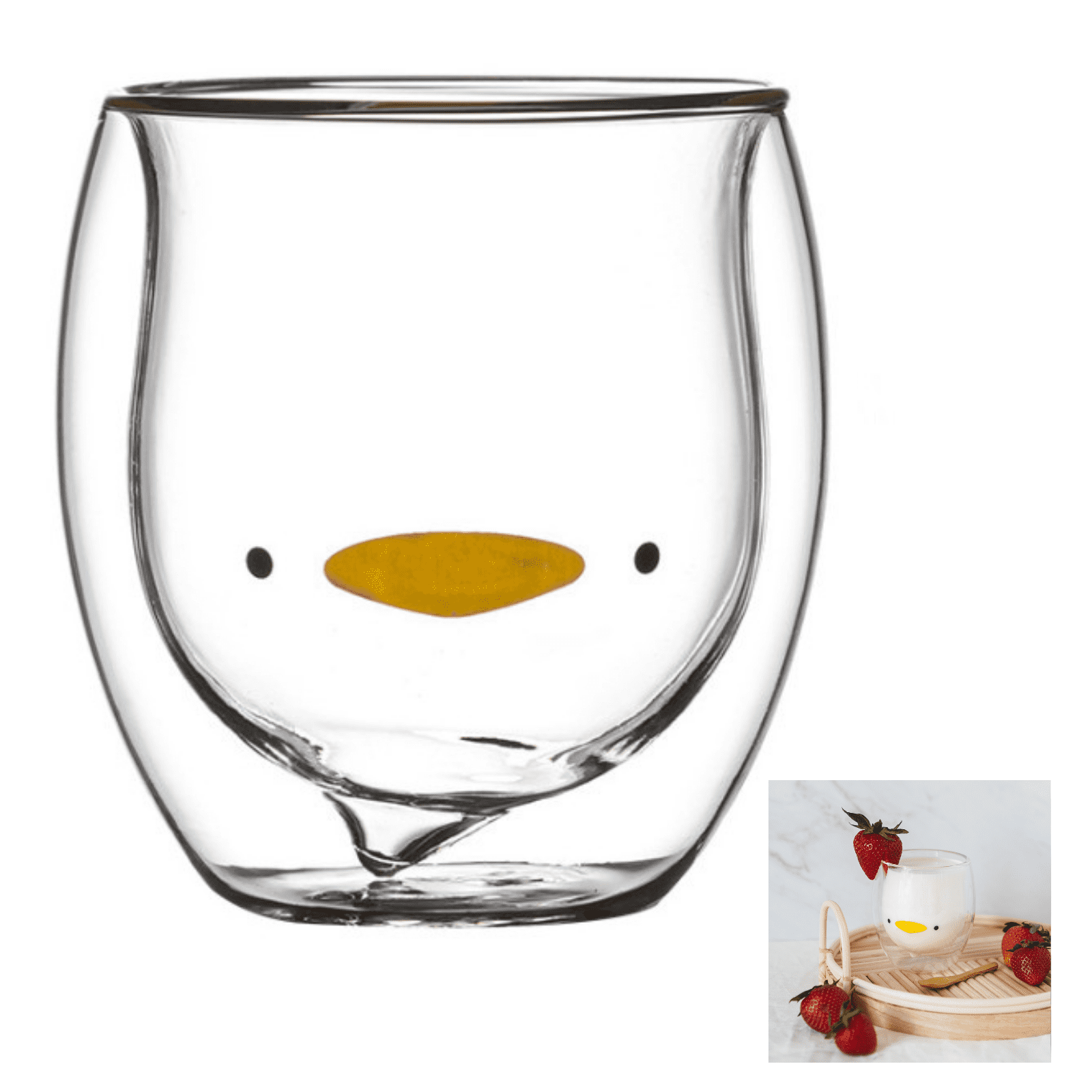 Cute Double Wall Glass Cup - Cat, Bear, Duck, Dog, Pig, Narwhal - Cute ...