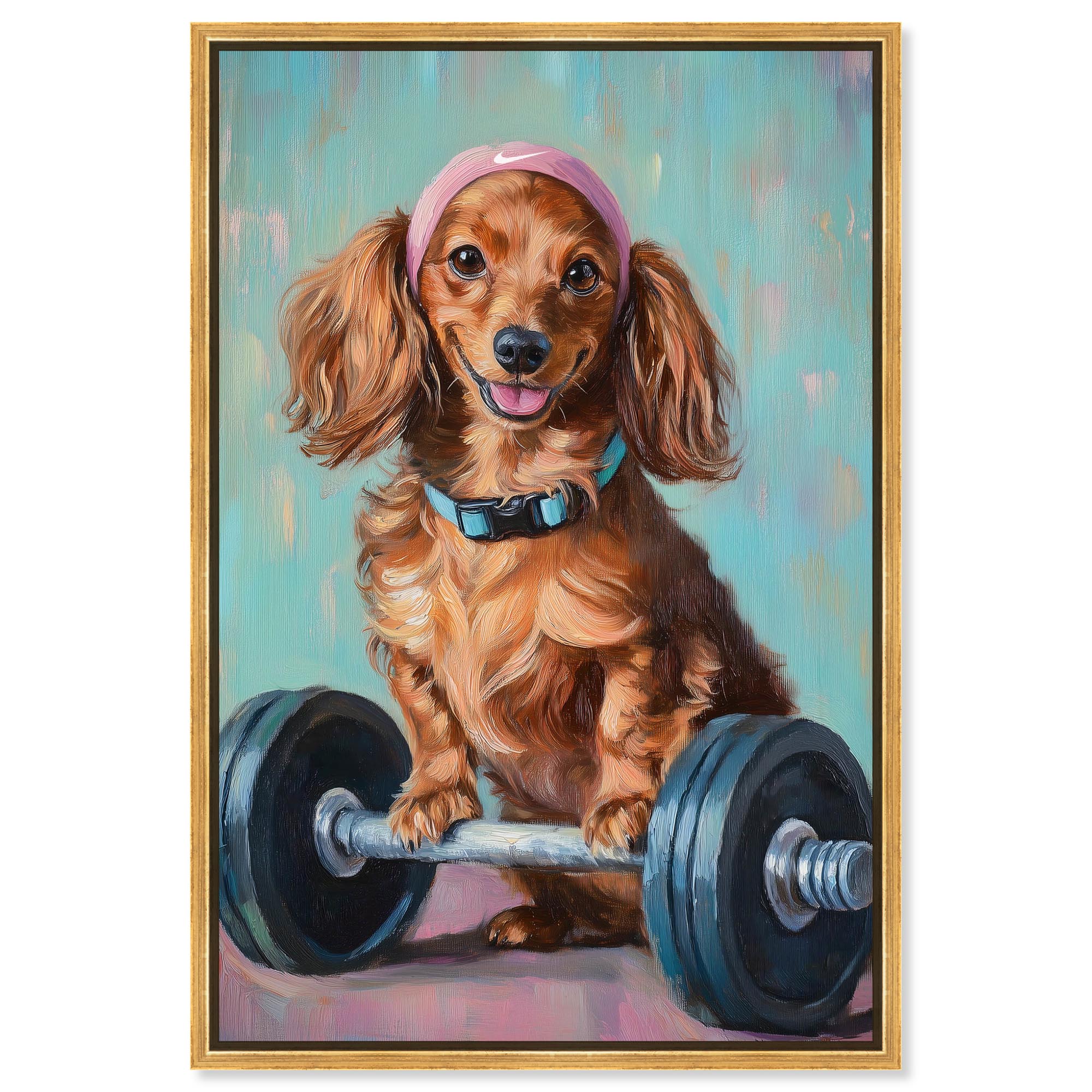 Cute Doxxie Work Out Canvas Cute Pets Art Prints by Art Remedy, Gold ...