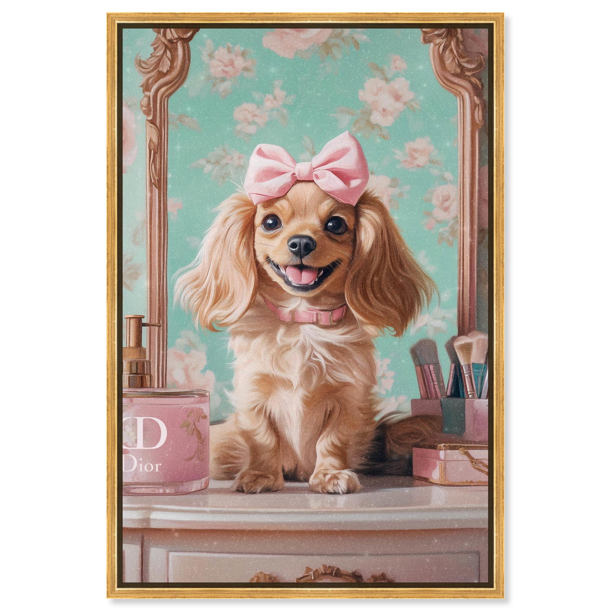 Cute Doxxie at the Vanity Canvas Cute Pets Art Prints by Art Remedy ...