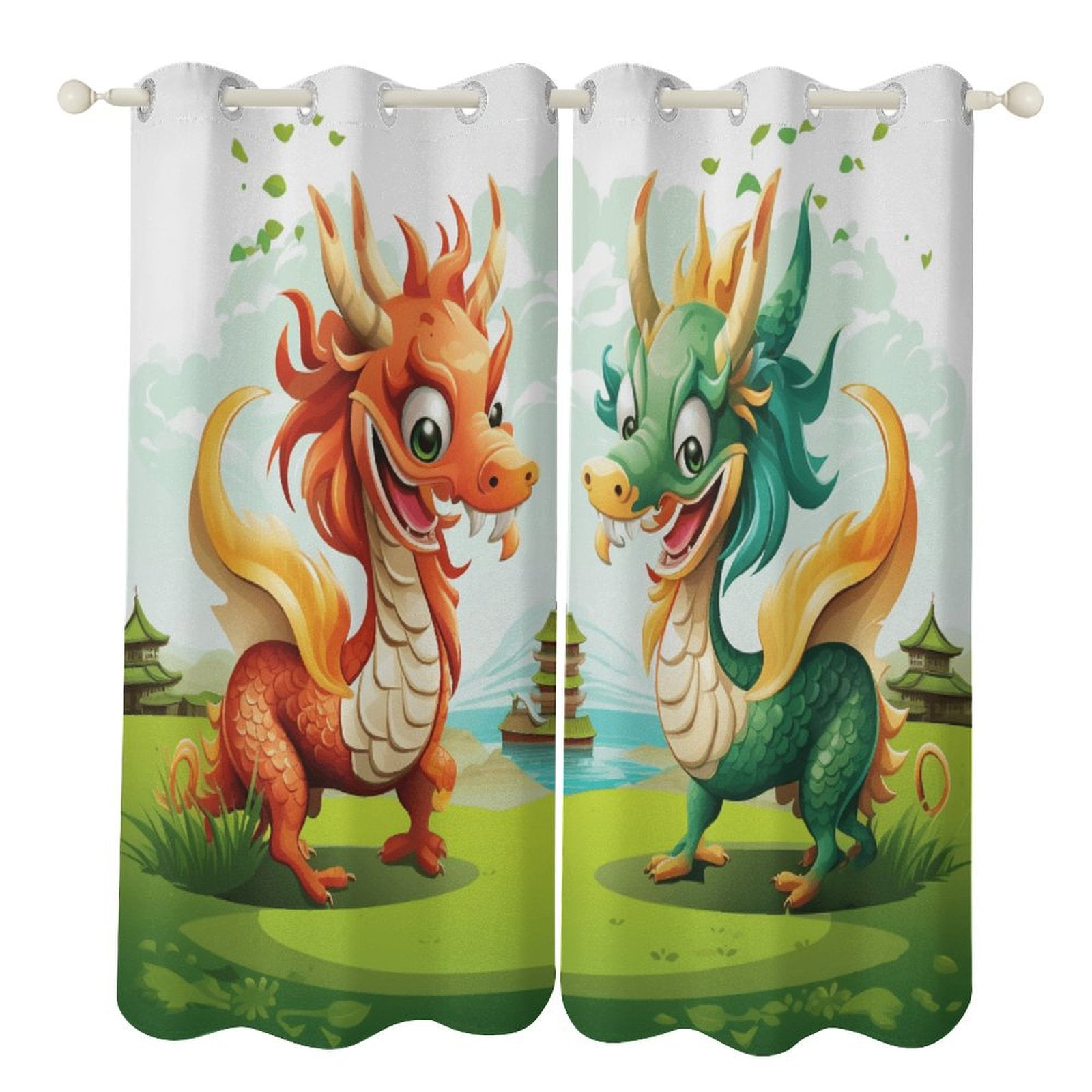 Cute Dragon Baby Modern Window for Living Room Curtains for Child ...