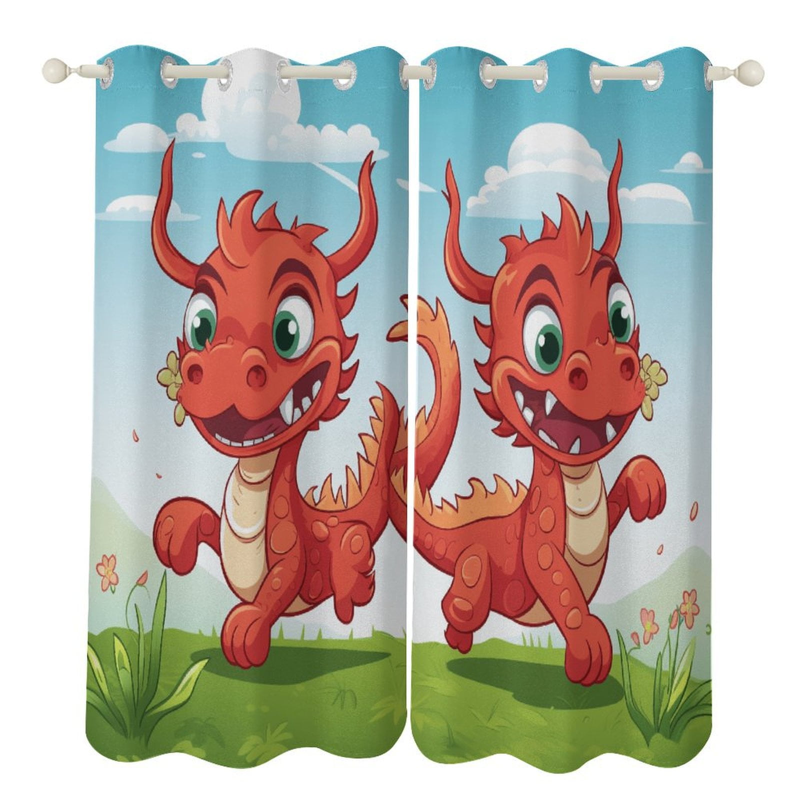 Cute Dragon Baby Modern Window for Living Room Curtains for Child ...