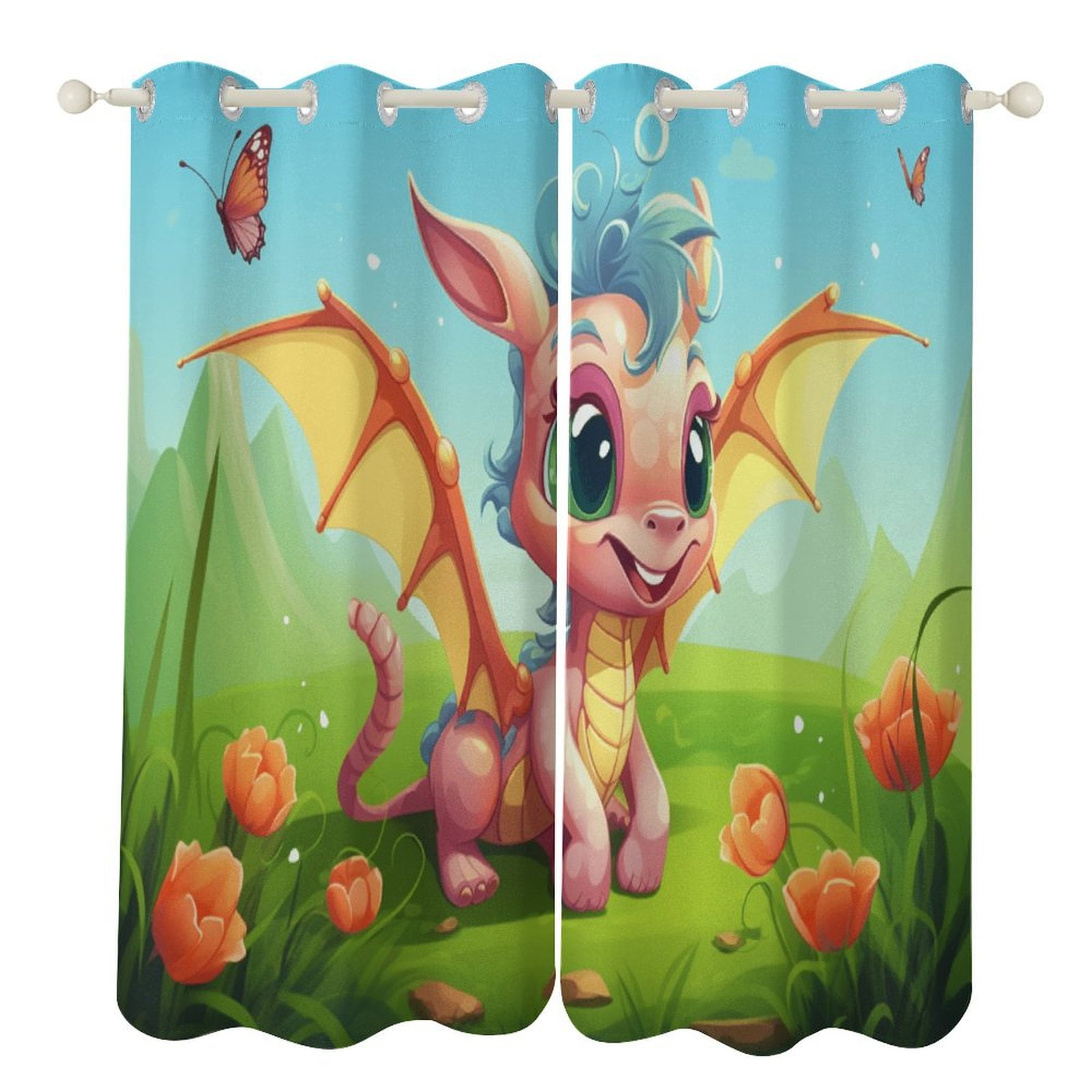 Cute Dragon Baby Modern Window for Living Room Curtains for Child ...