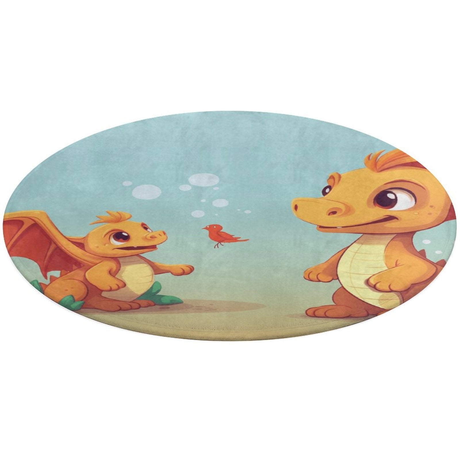 Cute Dragon Baby Round Rugs -Washable Non-Slip Small Round Area Rug ...