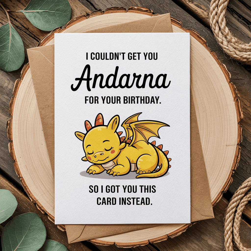 Cute Dragon Birthday Greeting Card - Humorous Design with Blank Inside ...
