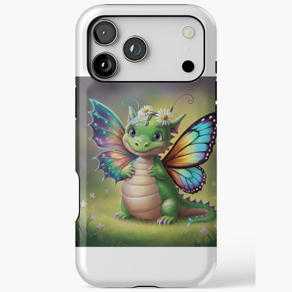 Cute Dragon Smiling With Butterfly Wings iPhone Case 17 through 11 Pro ...