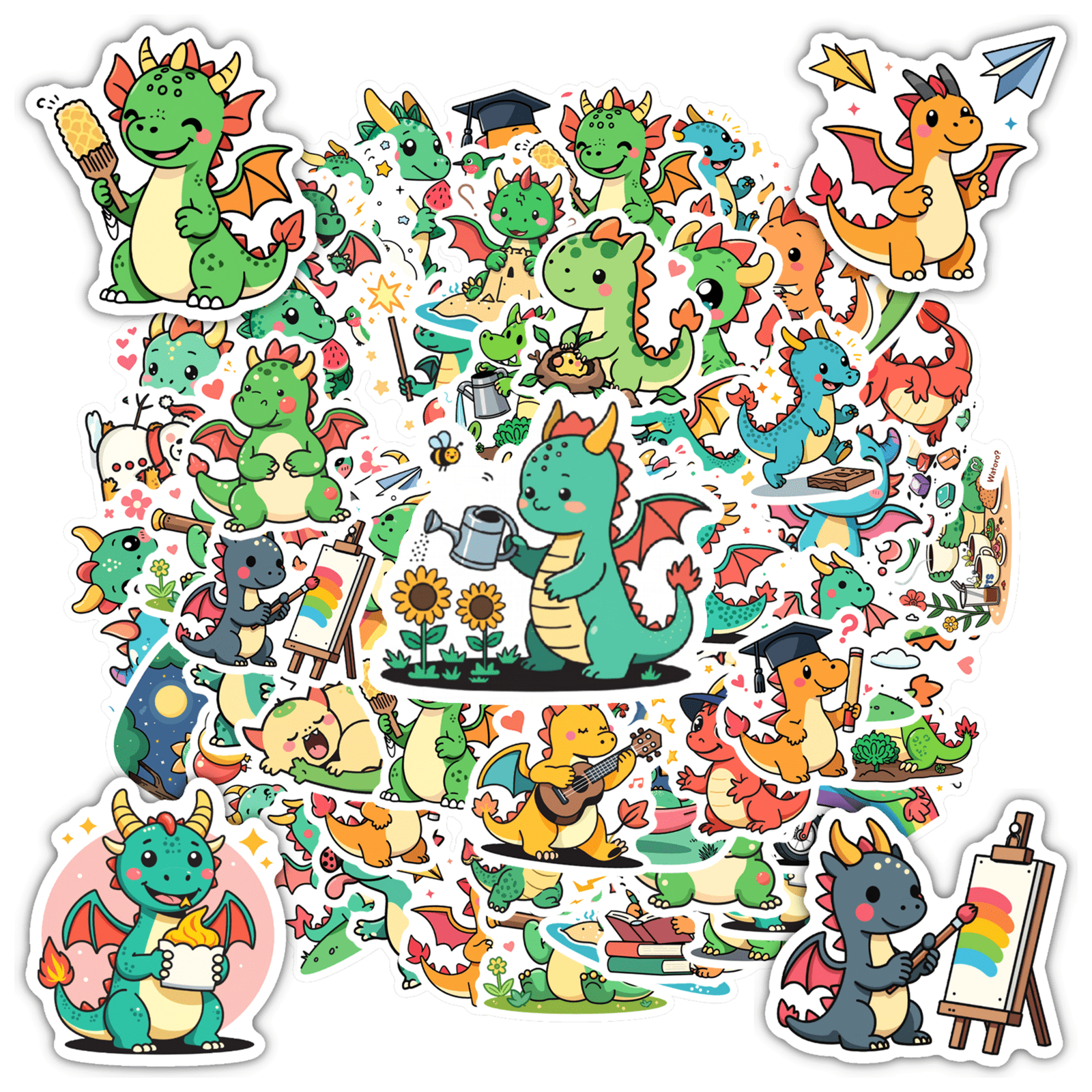 Cute Dragon Sticker Pack Animal Kids Stickers Toy Graffiti PVC Stickers ...