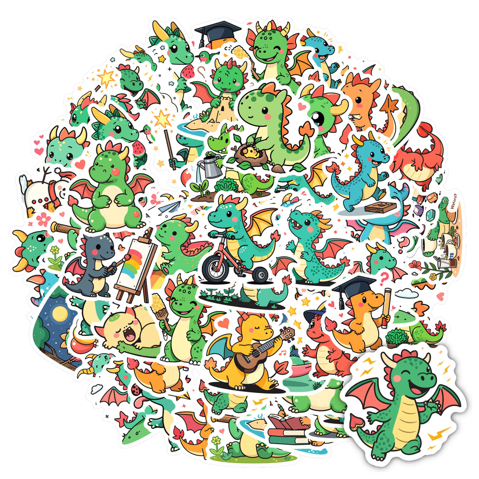 Cute Dragon Sticker Pack Animal Kids Stickers Toy Graffiti PVC Stickers ...