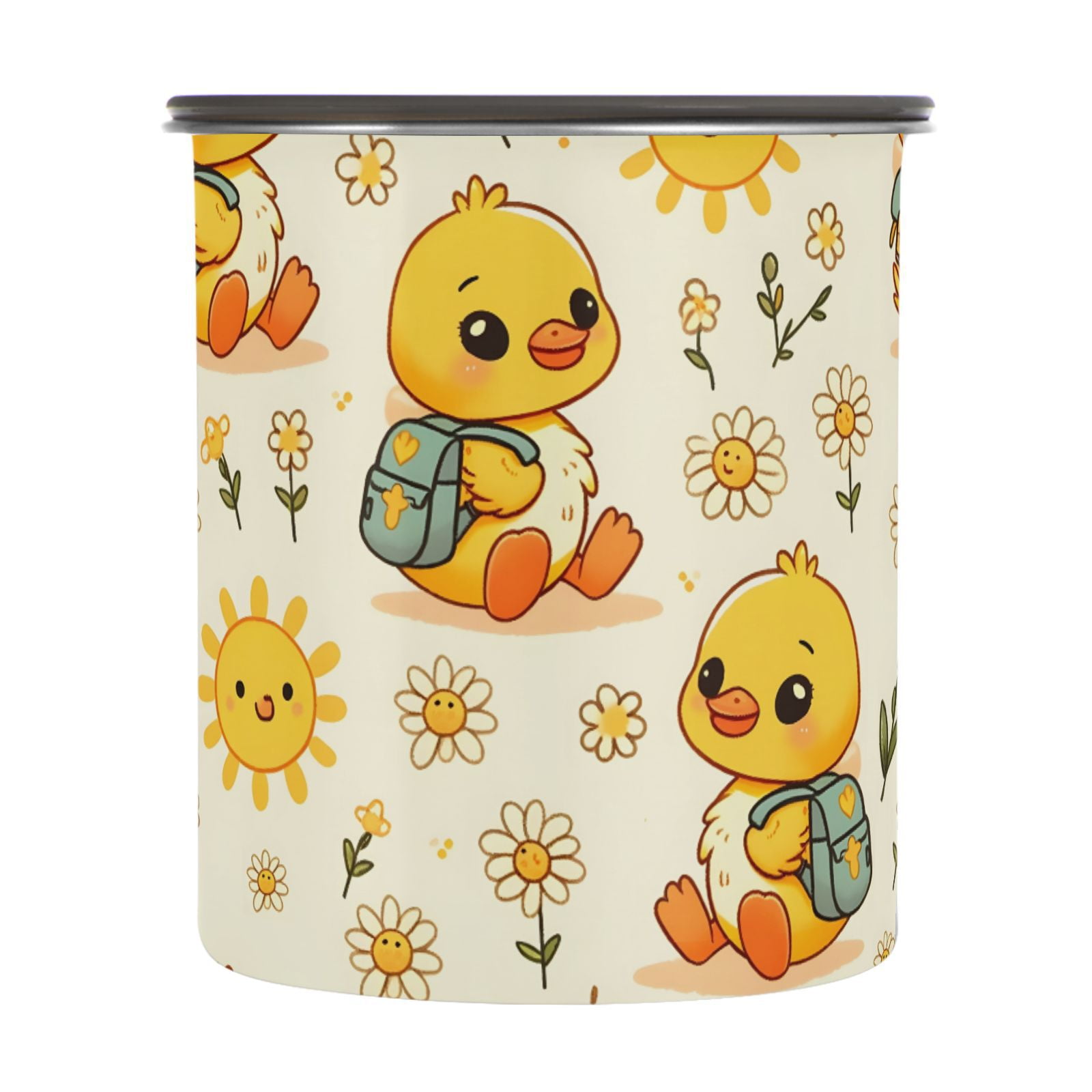 Cute Duck Daisy Flower Airtight Coffee Bean Canister 30oz Food Storage ...