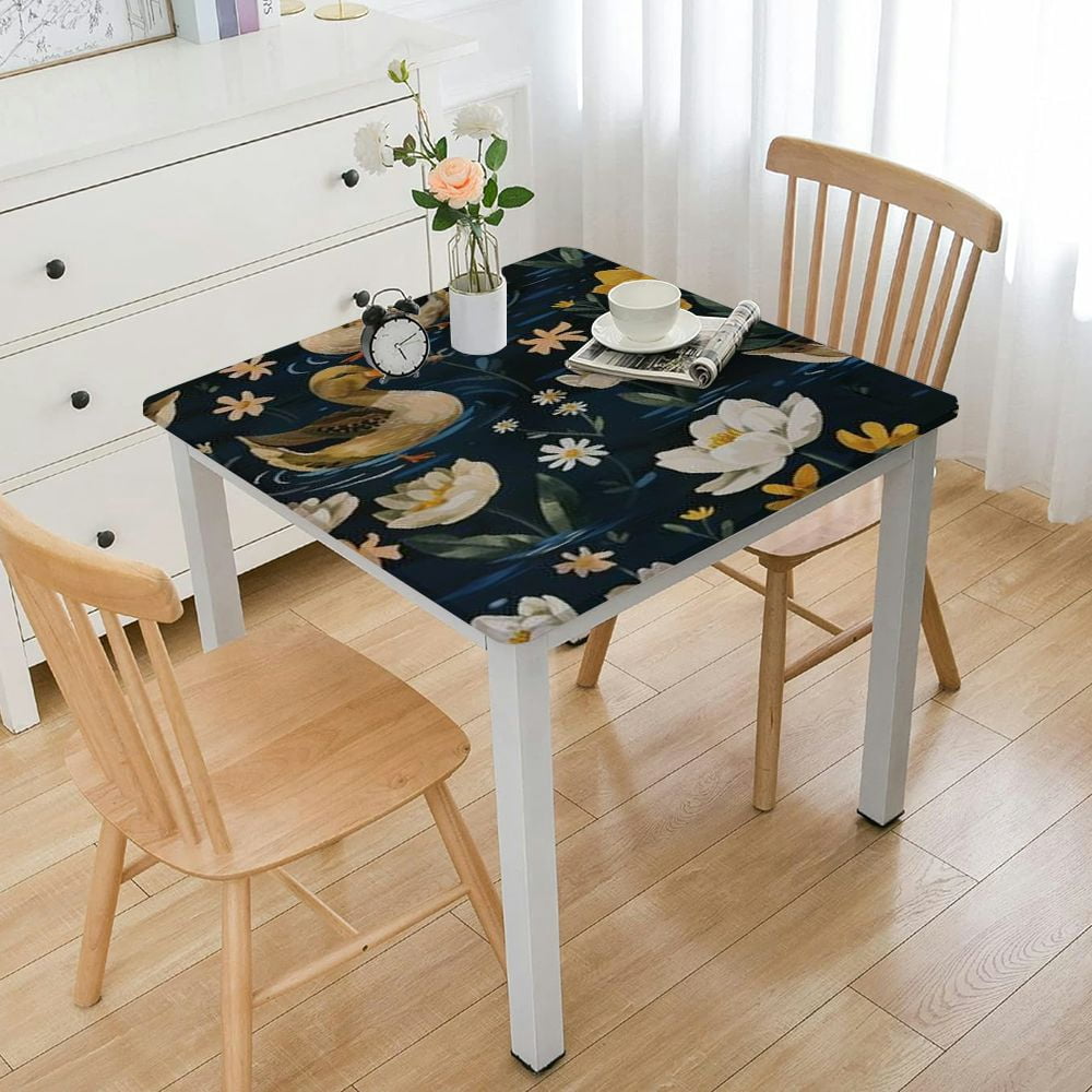 Cute Duck Flower Square Tablecloth Waterproof Polyester Fabric Table ...
