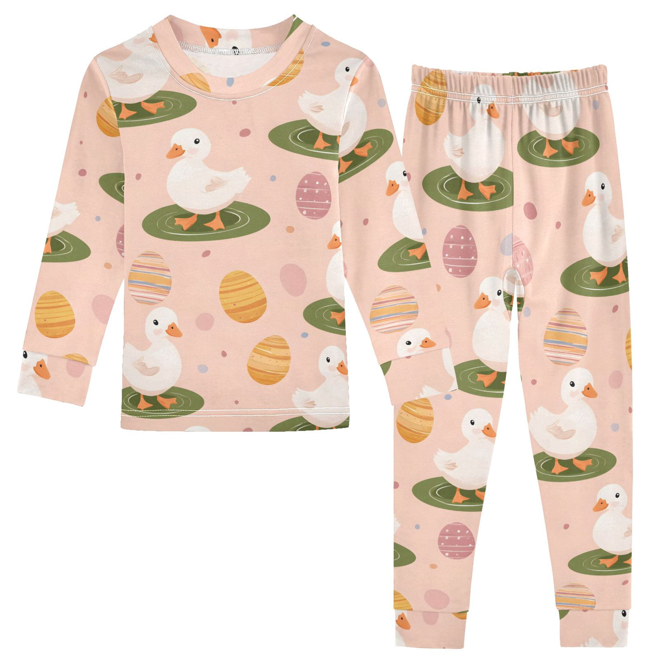 Cute Duck Pattern Cotton Pajamas 2 Piece Set Sleepwear Soft and ...