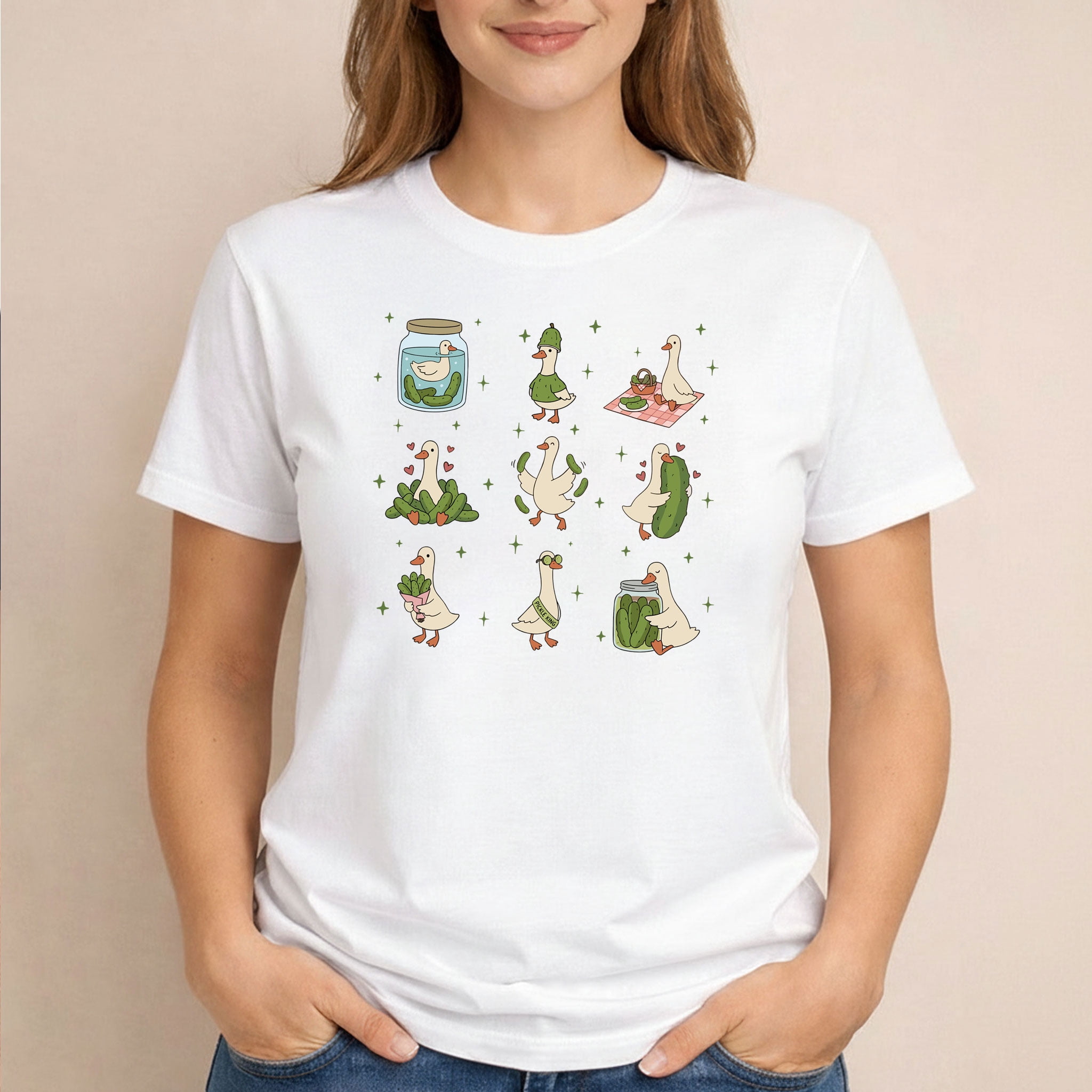 Cute Duck Pickle Shirt – Funny Animal Graphic Tee for Women - Walmart.com
