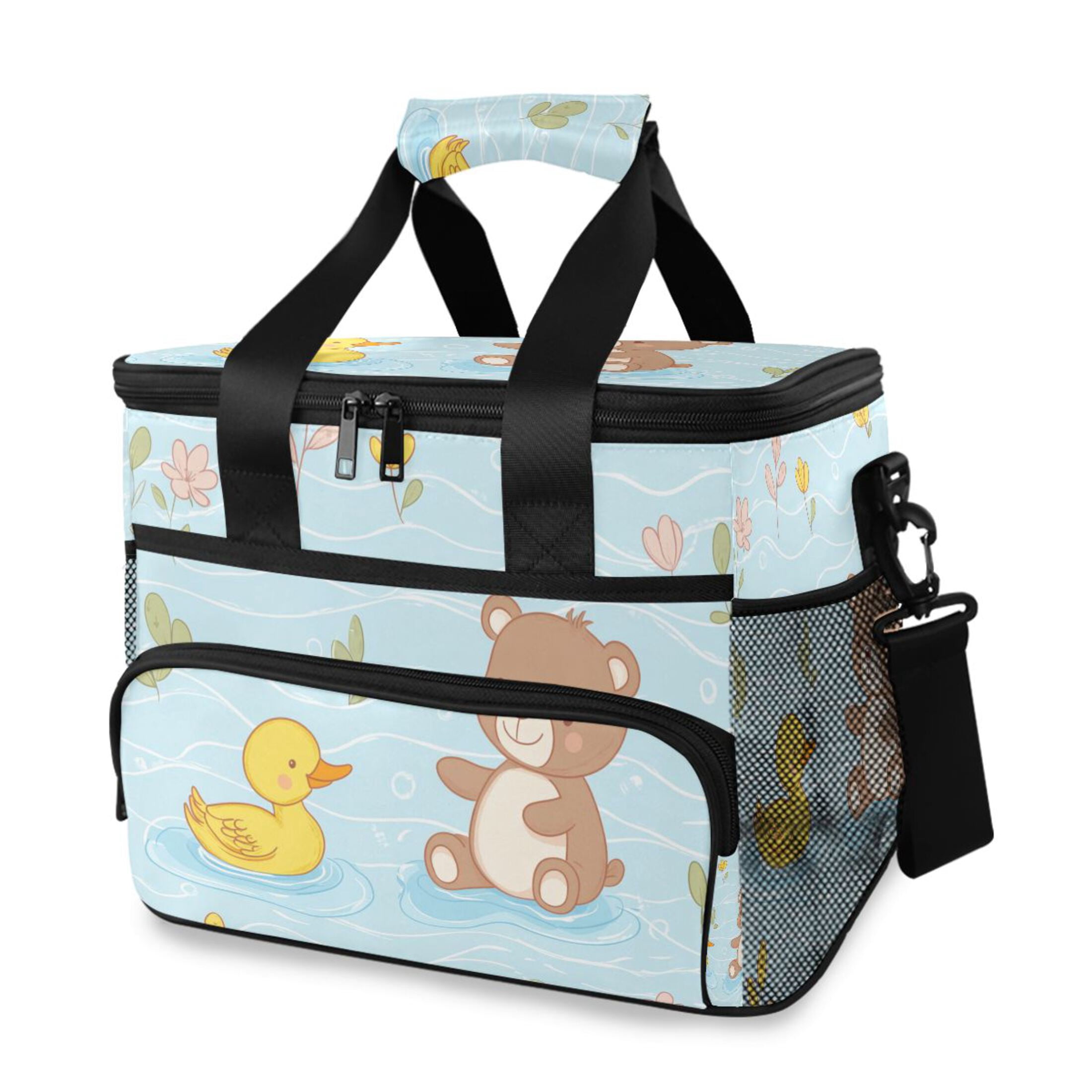 Cute Duck Play with Bear in Water Portable Cooler Lunch Box Reusable ...