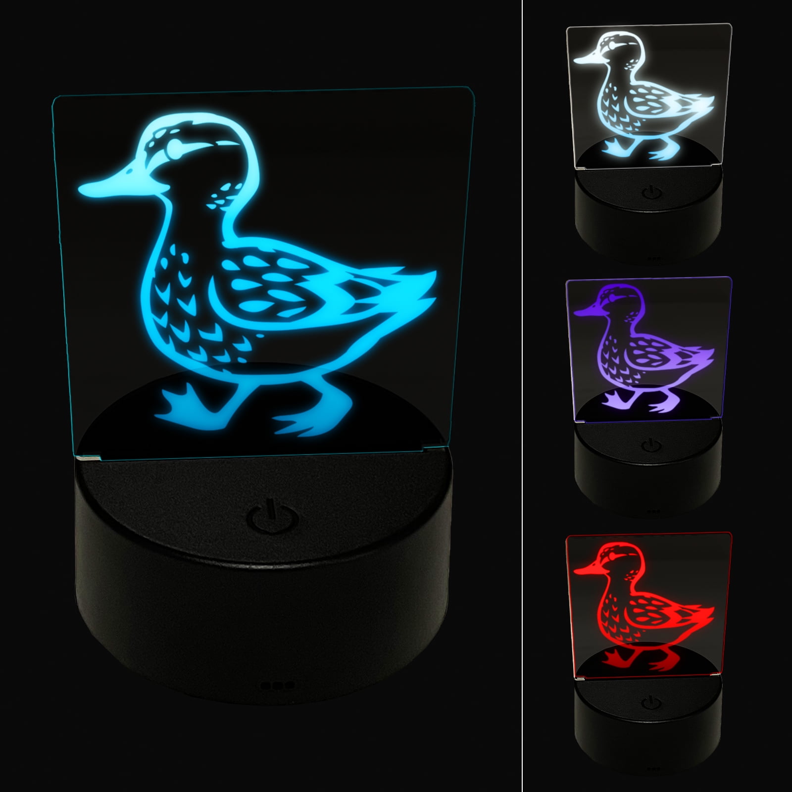 Cute Duck Walking LED Night Light Sign 3D Illusion Desk Nightstand Lamp ...
