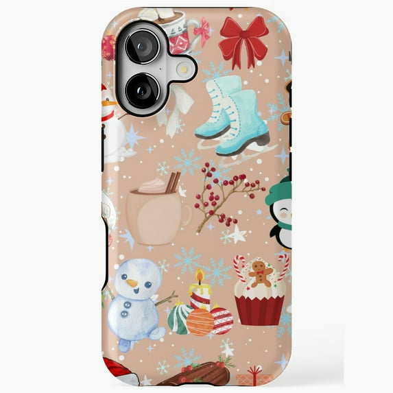 Cute Duck and Christmas Tree Holiday Phone Case with iPhone 17 to 11 ...