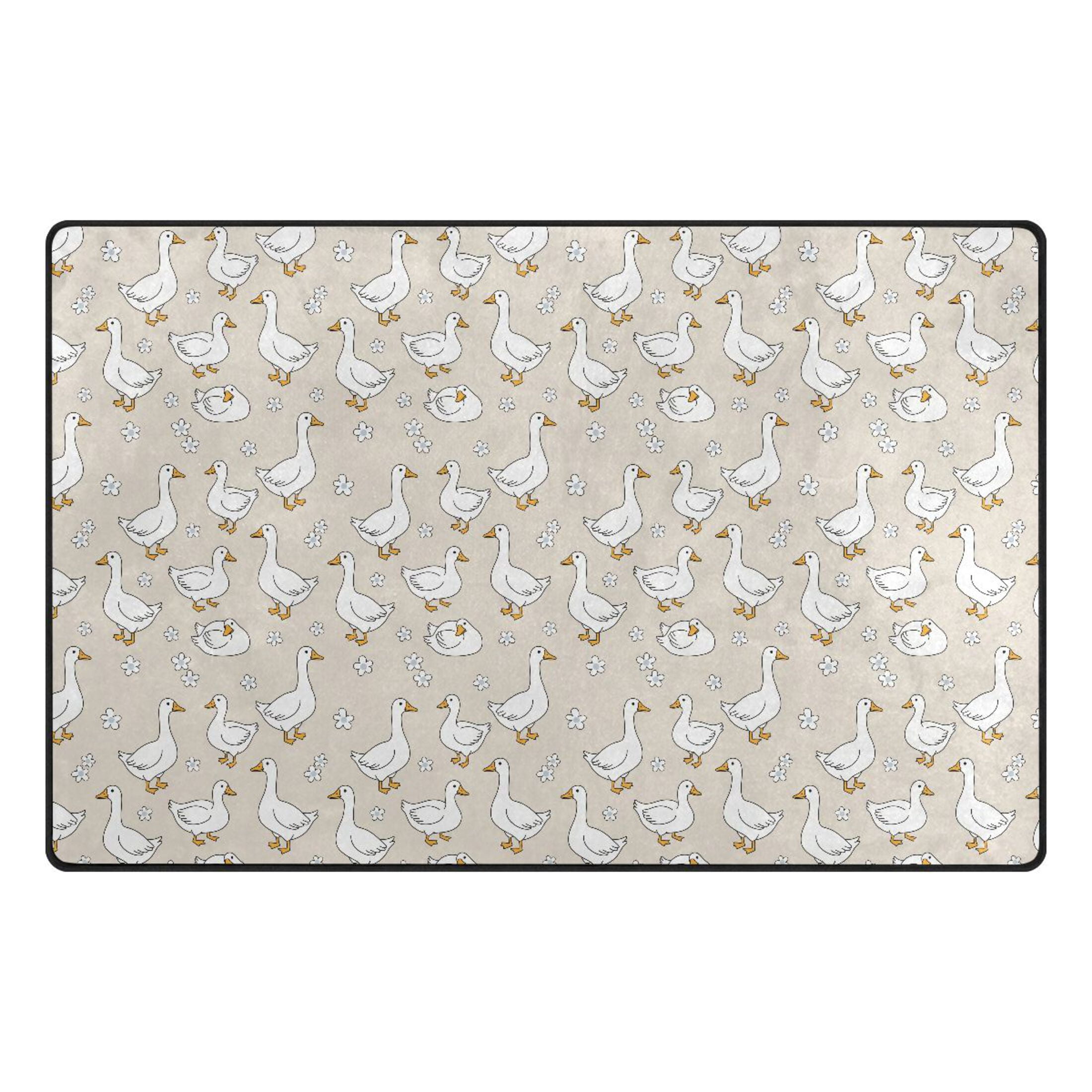 Cute Duck and Flowers Memory Foam Area Rug 60"x39" Non Slip, Absorbent ...