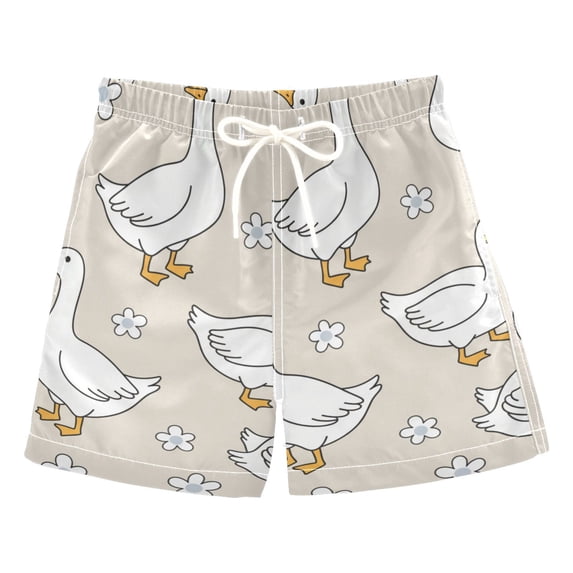 Cute Duck and Flowers Swim Trunks Quick Dry Beach Pool Board Shorts ...