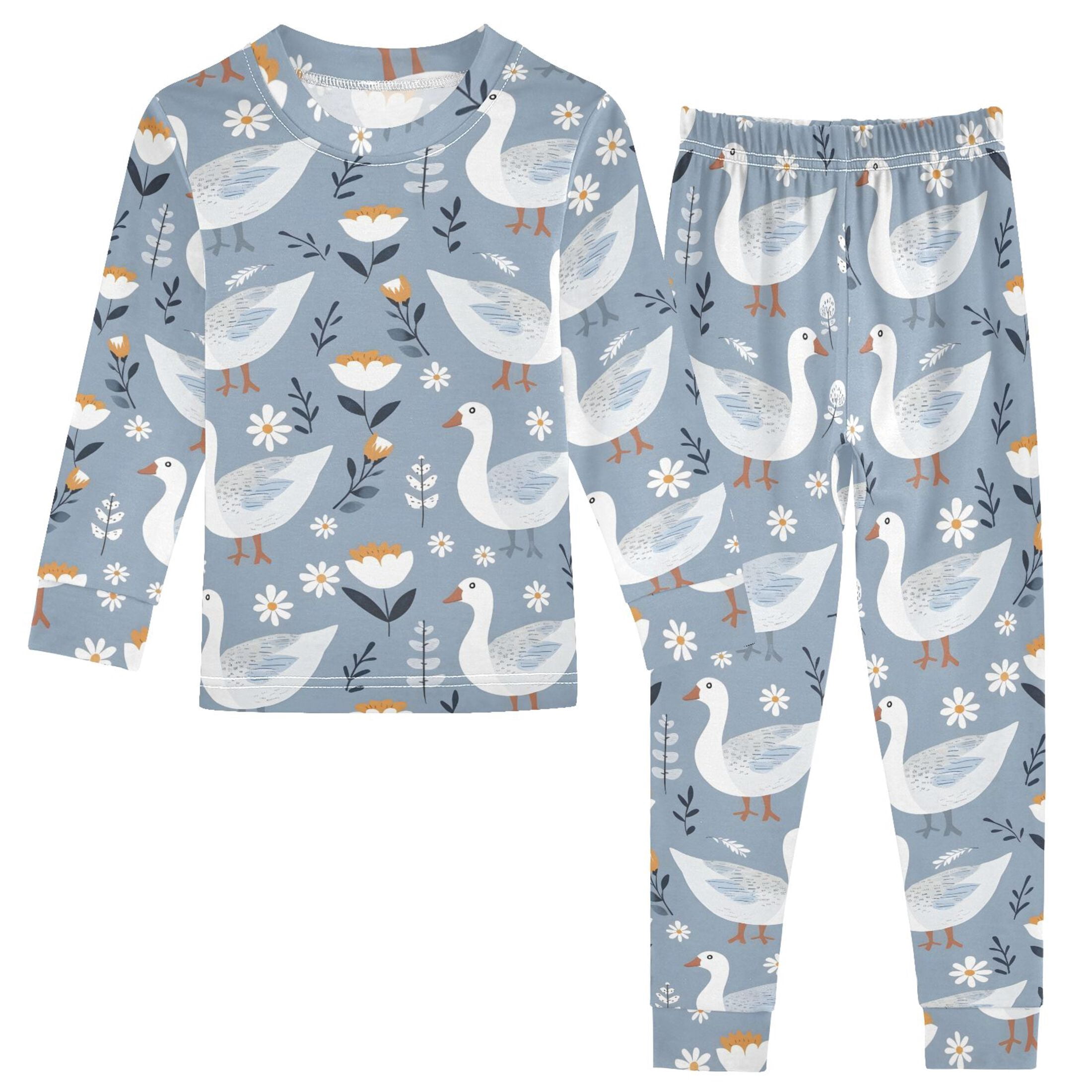 Cute Duck and Little Flower Cotton Pajamas 2 Piece Set Sleepwear Soft ...