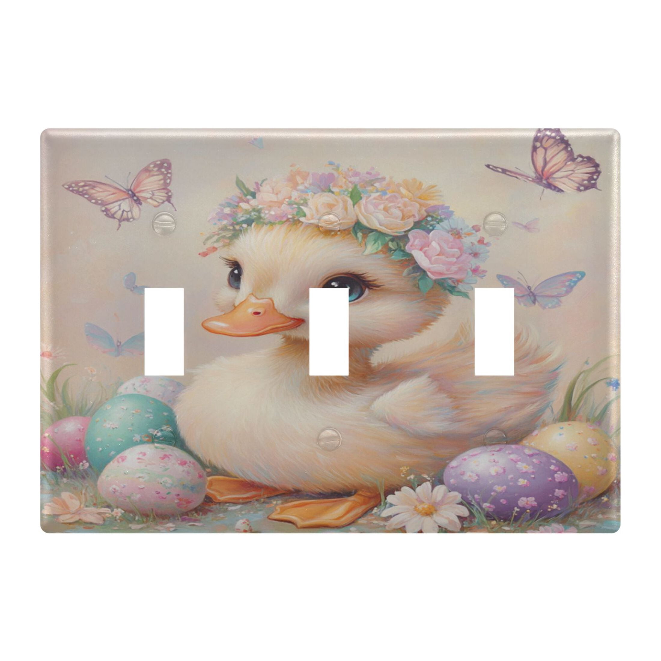 Cute Duck with Garland Easter Eggs Butterflies Light Switch Cover ...