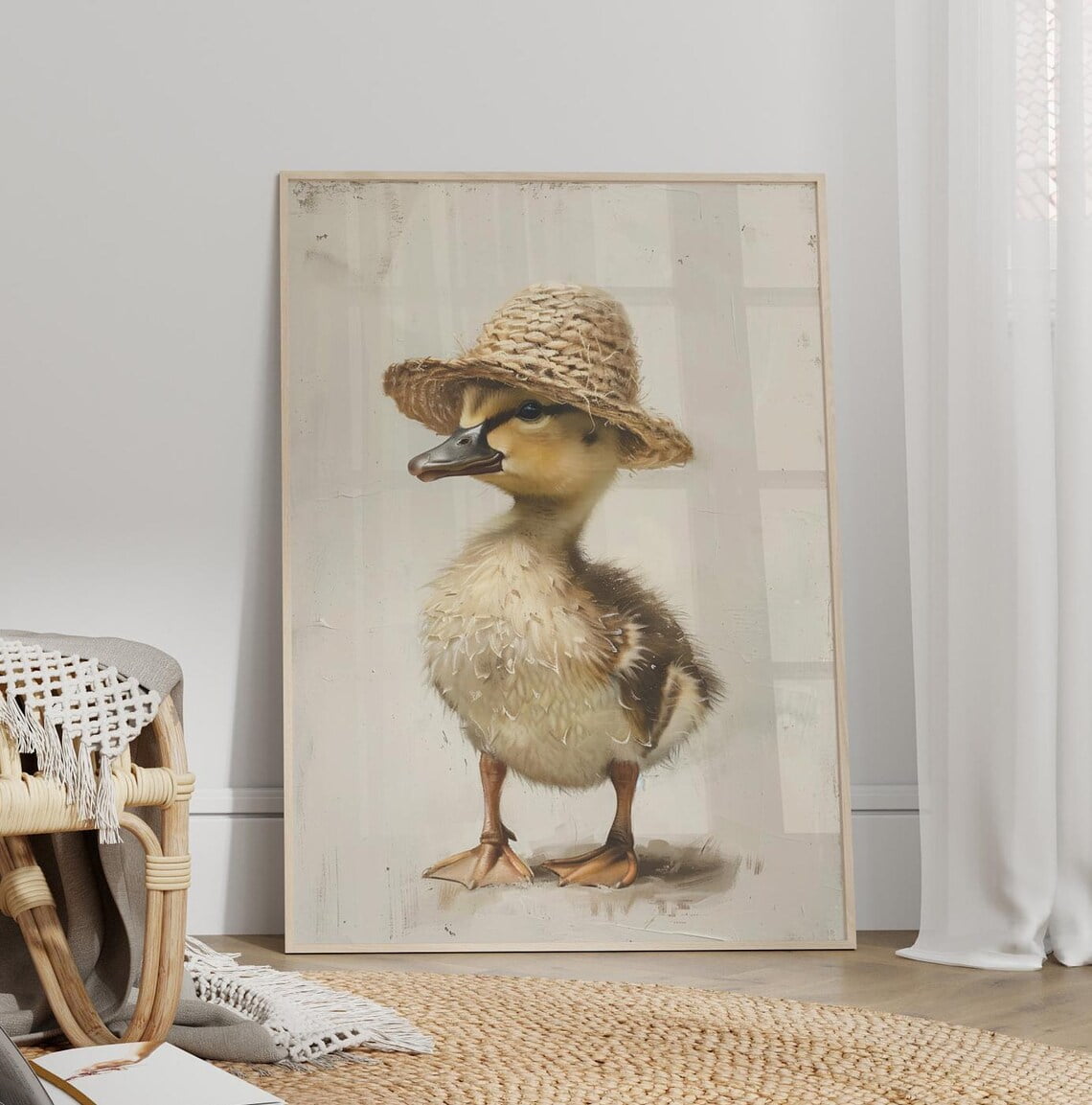 Cute Duckling Portrait Wall Art Rustic Nursery Farm Decor, Unframed ...