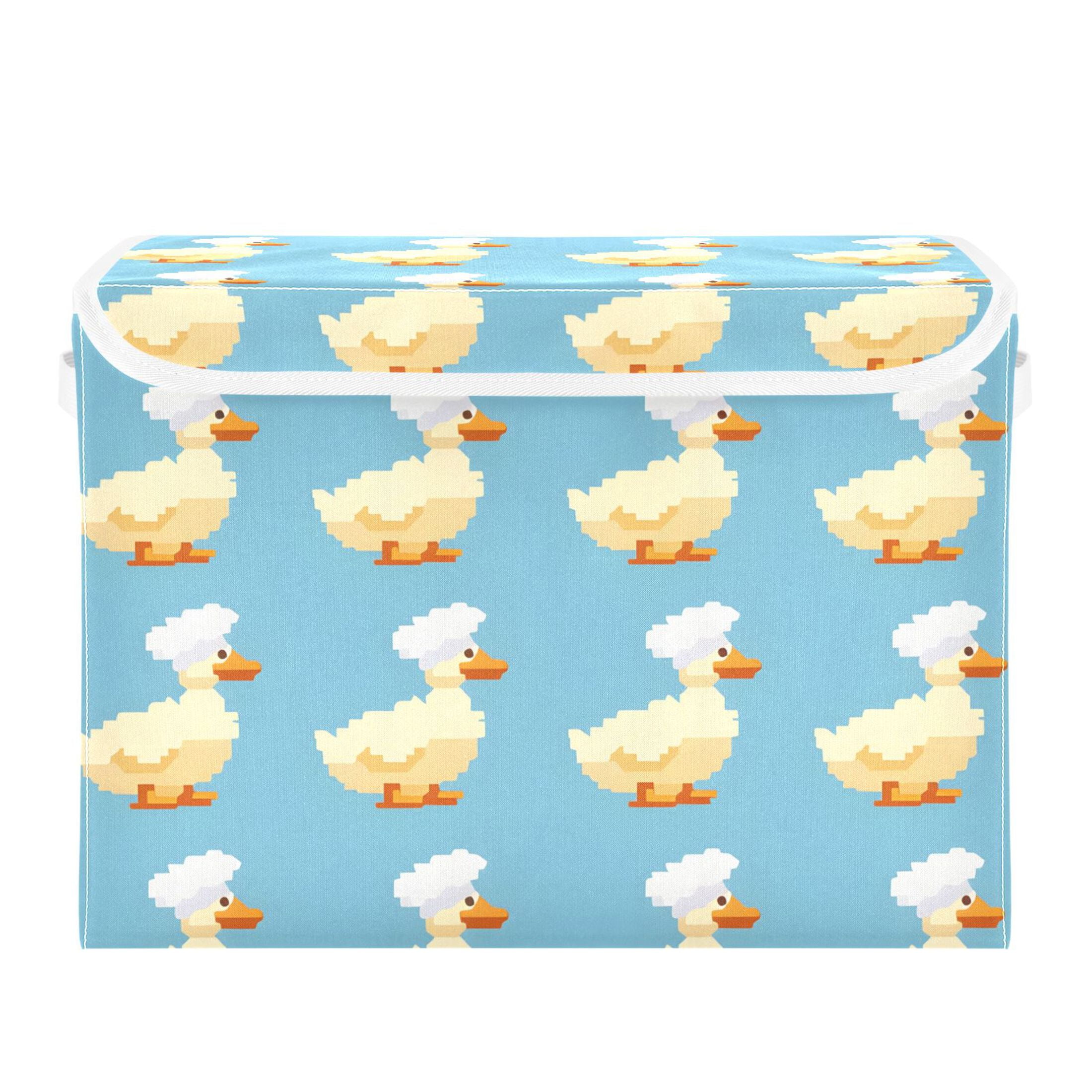Cute Ducks Chef Hat Pixel Style Foldable Storage Bin with Lid and ...