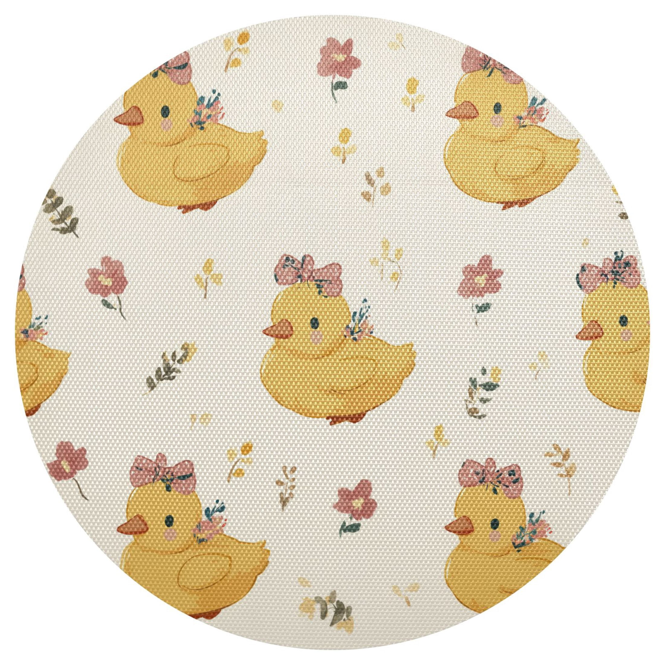 Cute Ducks with Bows Small Flowers PVC Round Grid Placemat Table Mat 1 ...