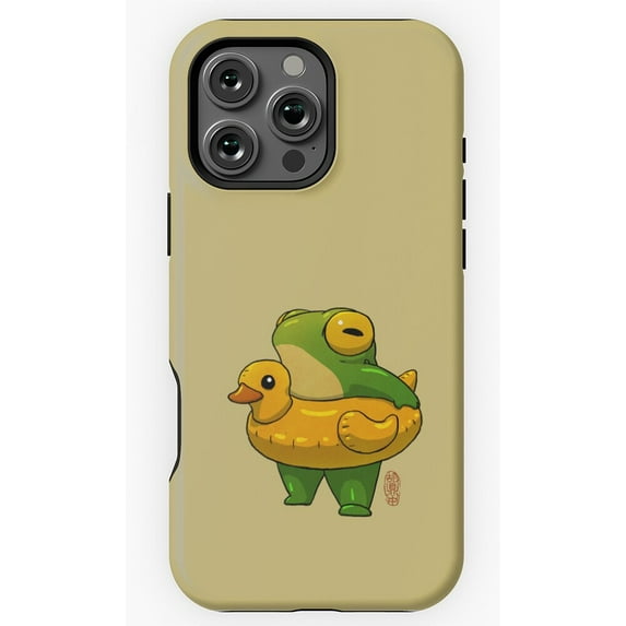 Cute Ducky Frog Pool Float Phone Case for iPhone 16 15 14 13 12 11 Pro ...
