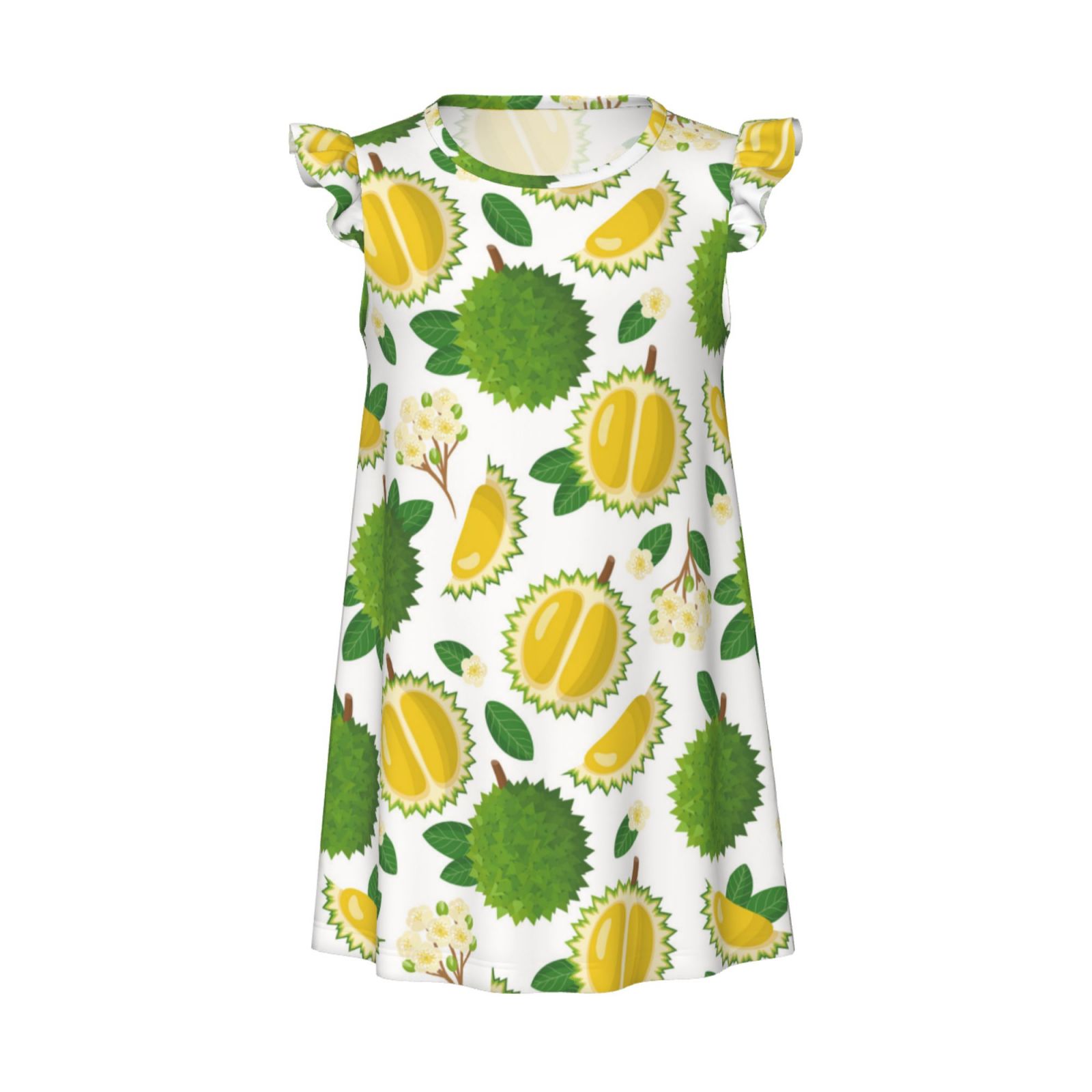Cute Durian Flower Leaves Girls Nightgown, Flutter Short Sleeves Night ...