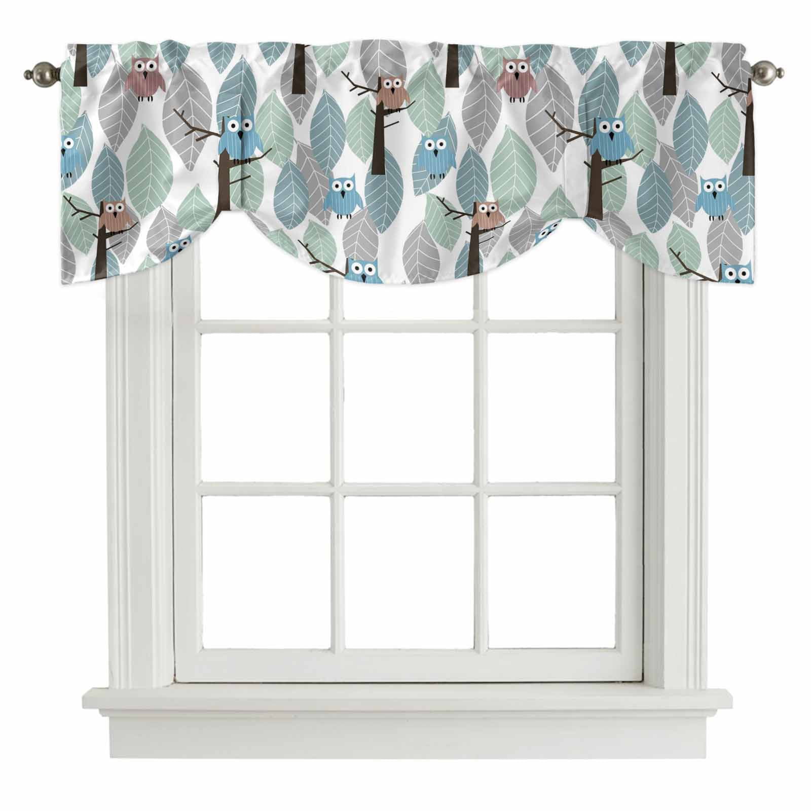 Cute Eagle Tie Up Valance Curtains Trunk Leaves Green Cartoon ...