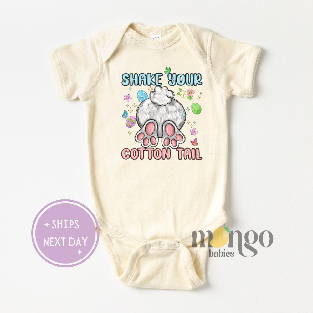 Cute Easter Baby Onesies Shake Your Cotton Tail Cute Baby Announcement ...