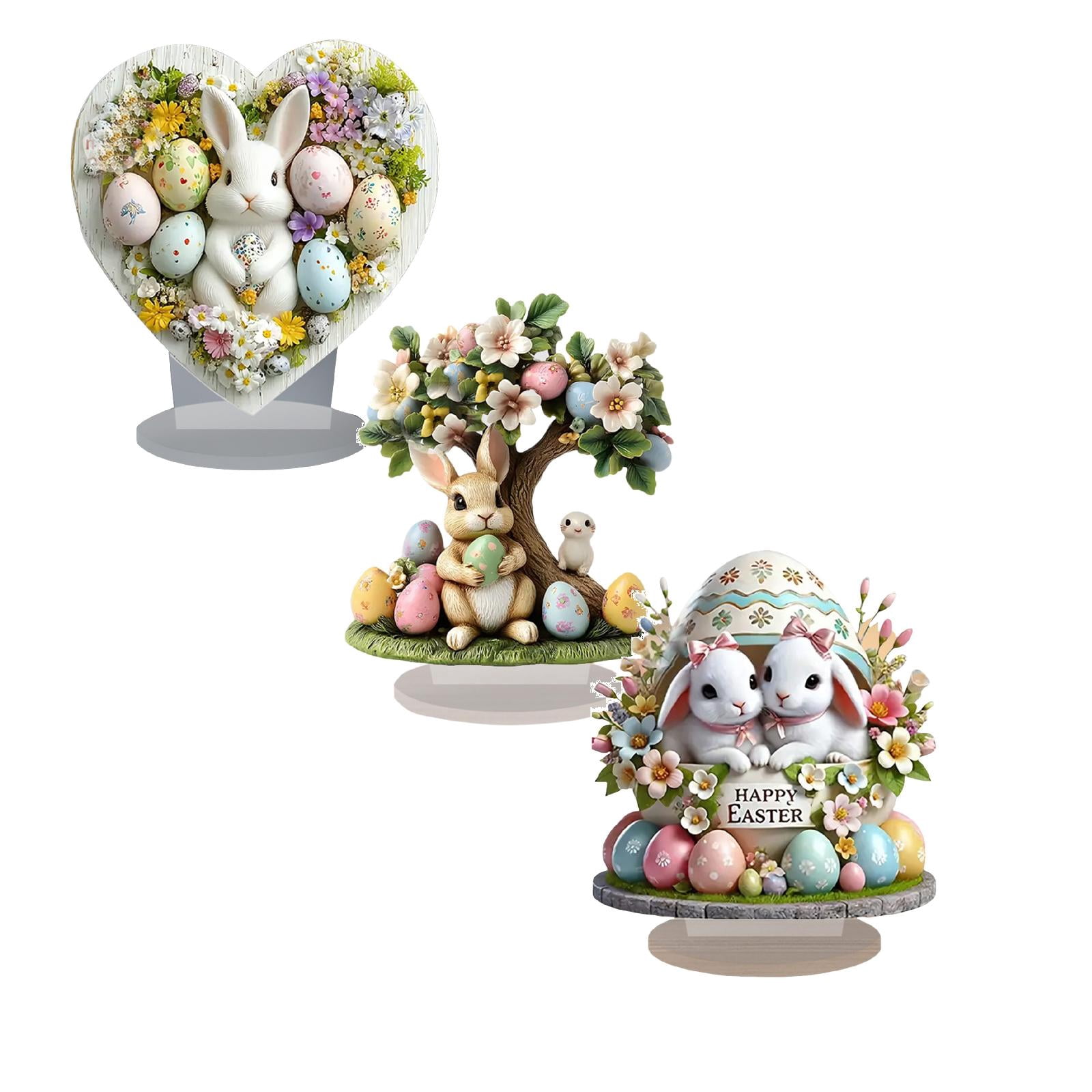 Cute Easter Bunny Decorations Happy Easter Rabbit Ornament 2D Flat ...