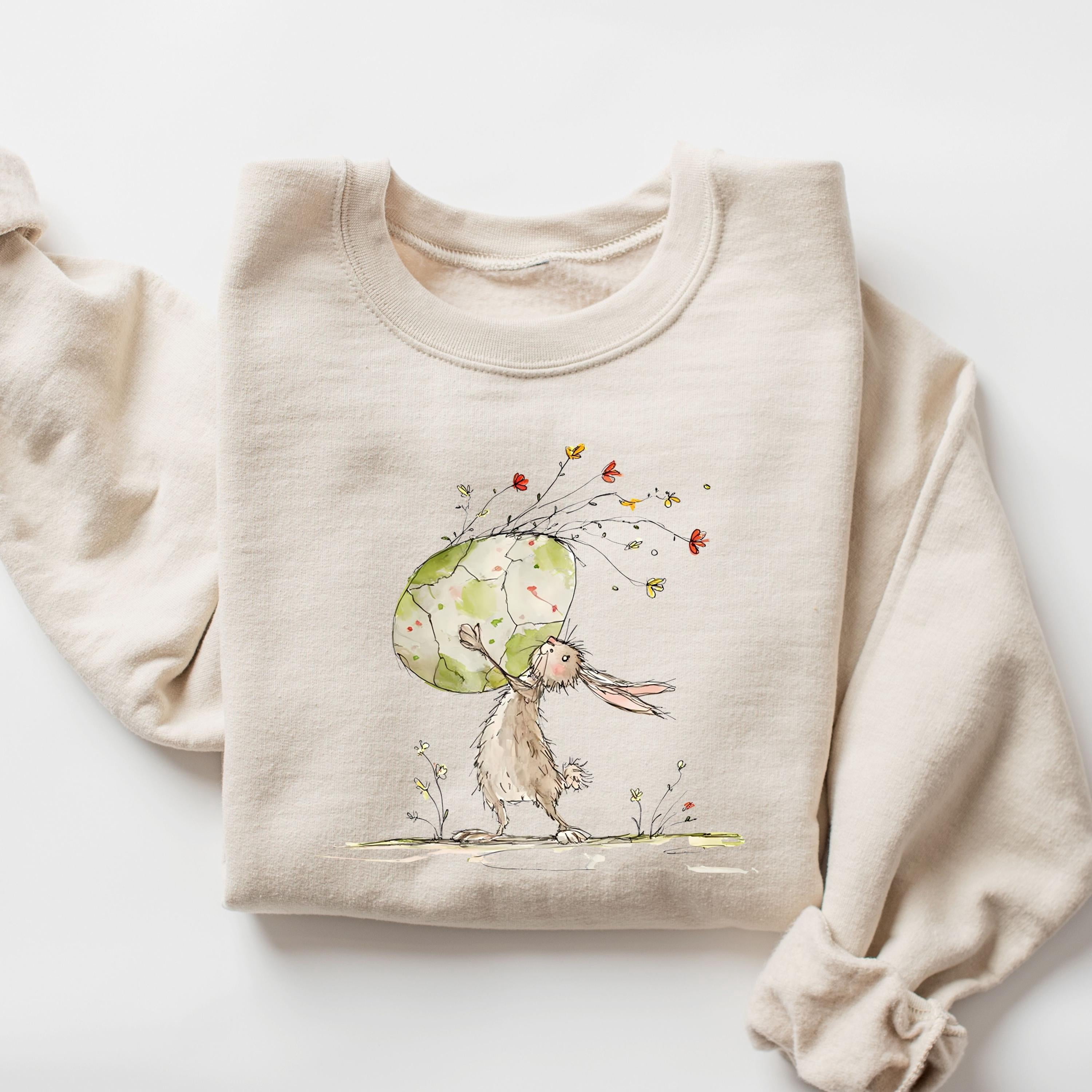 Cute Easter Bunny Egg Sweatshirt, Spring Rabbit Sweat, Gift For Her ...