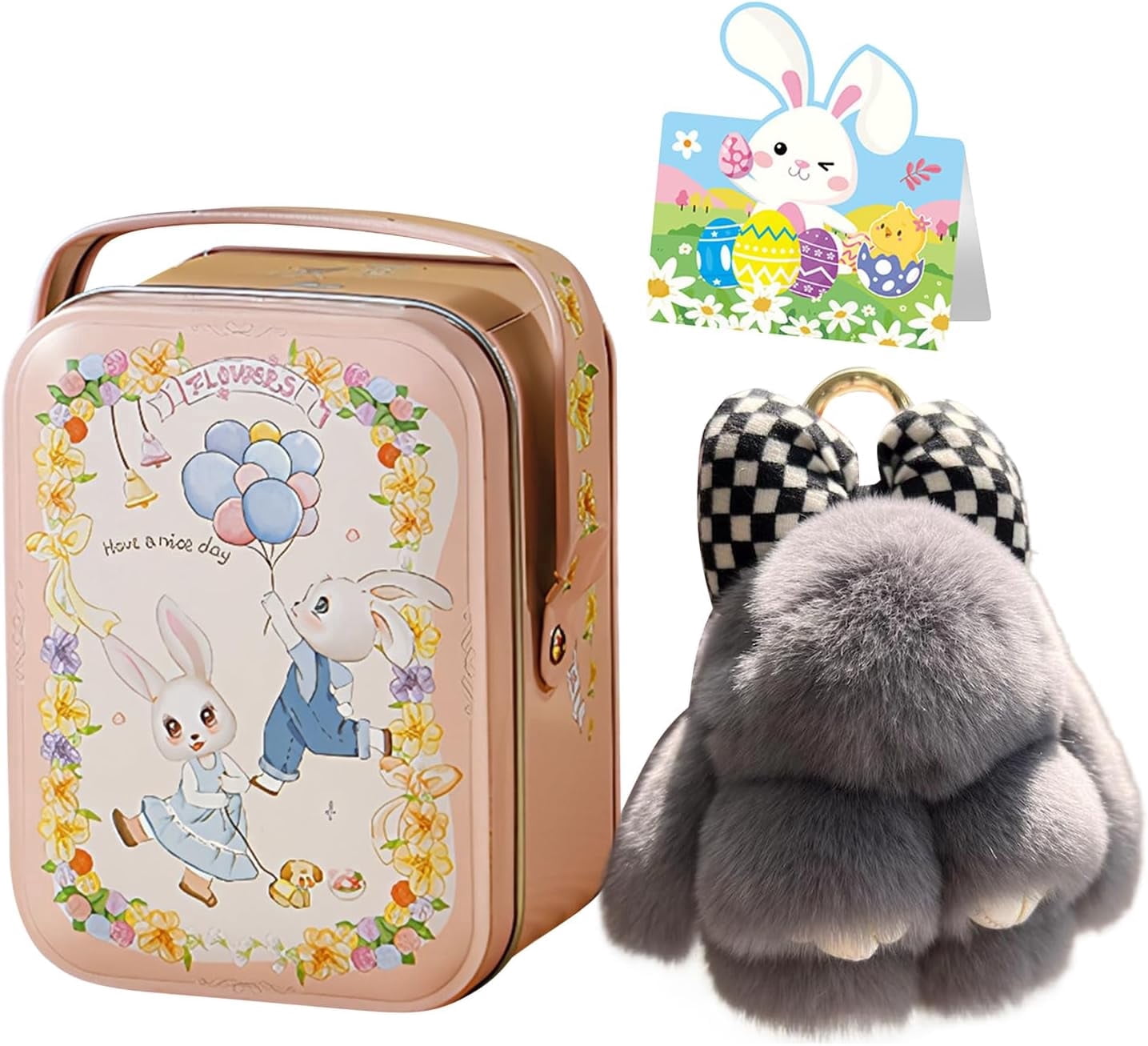 Cute Easter Bunny Plush Keychain with Collector's LuLu Tin Box - 5 ...