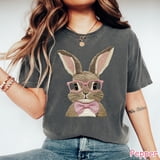 Cute Easter Bunny Shirt, Coquette Bow Bunny Graphic Tee, Retro Rabbit ...