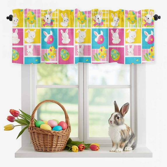 Cute Easter Bunny Valances for Windows, Easter Eggs Valance Window ...