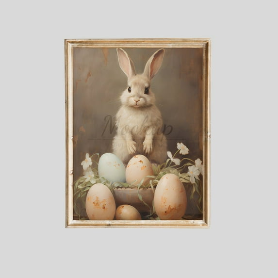 Cute Easter Bunny Wall Art Spring Bunny Rabbit Wall Decor Vintage ...
