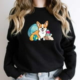 Cute Easter Corgi Dog Cartoon Style with Eggs and Basket Graphic G2303 ...