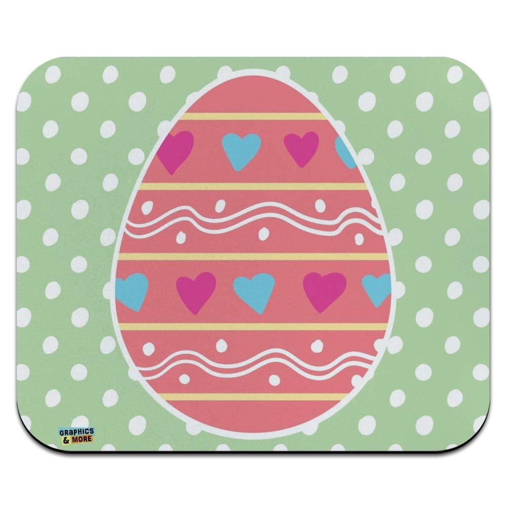 Cute Easter Egg Pink with Hearts Low Profile Thin Mouse Pad Mousepad ...