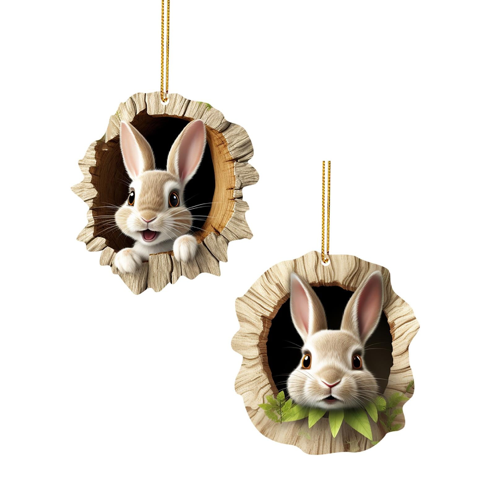 Cute Easter Rabbit Hole Door Wood Plaque Bunny Tree Hole 2D Acrylic ...