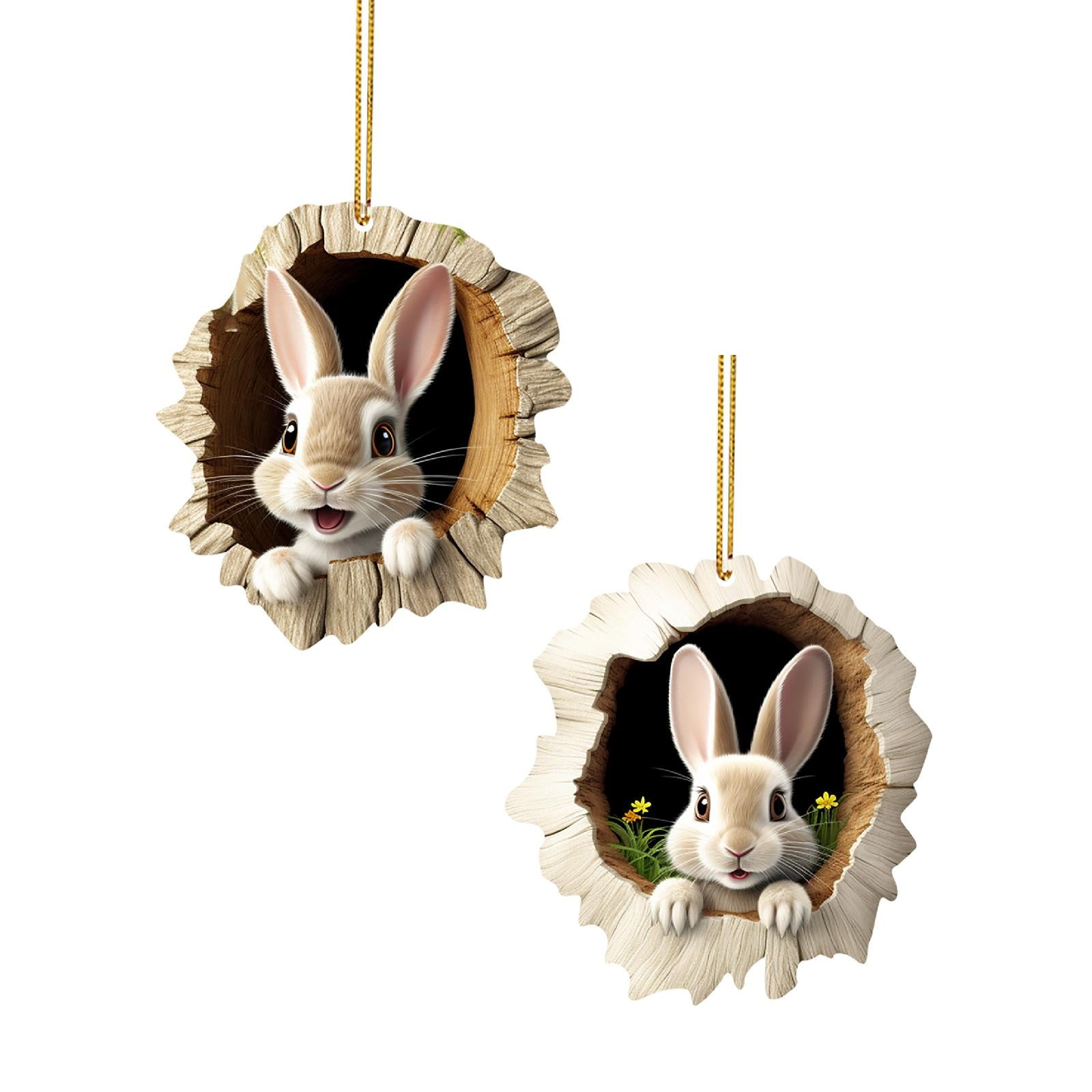 Cute Easter Rabbit Hole Door Wood Plaque Bunny Tree Hole 2D Acrylic ...