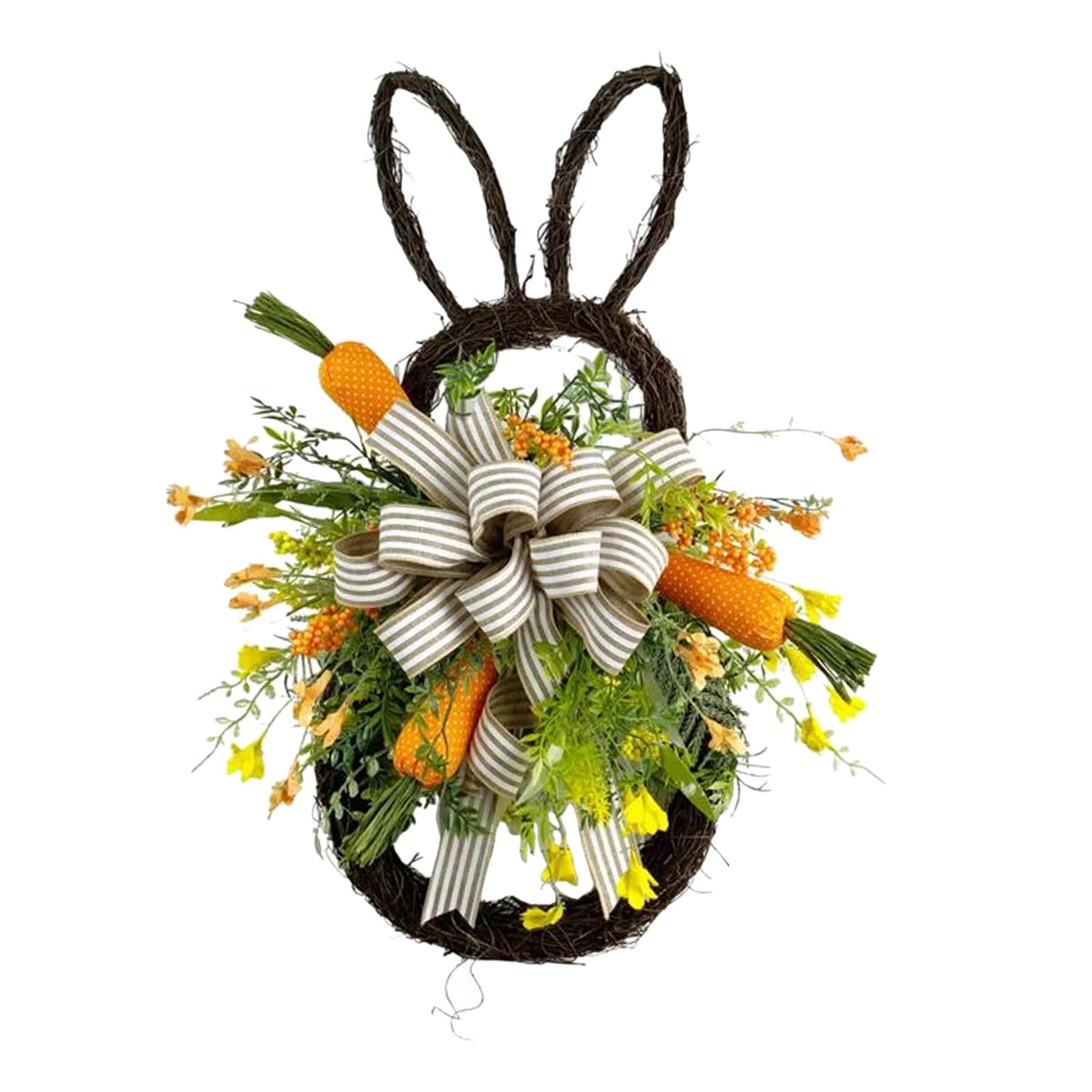 Cute Easter Rabbit Wreath Decor Welcome Garland with Ears Flower Gifts ...