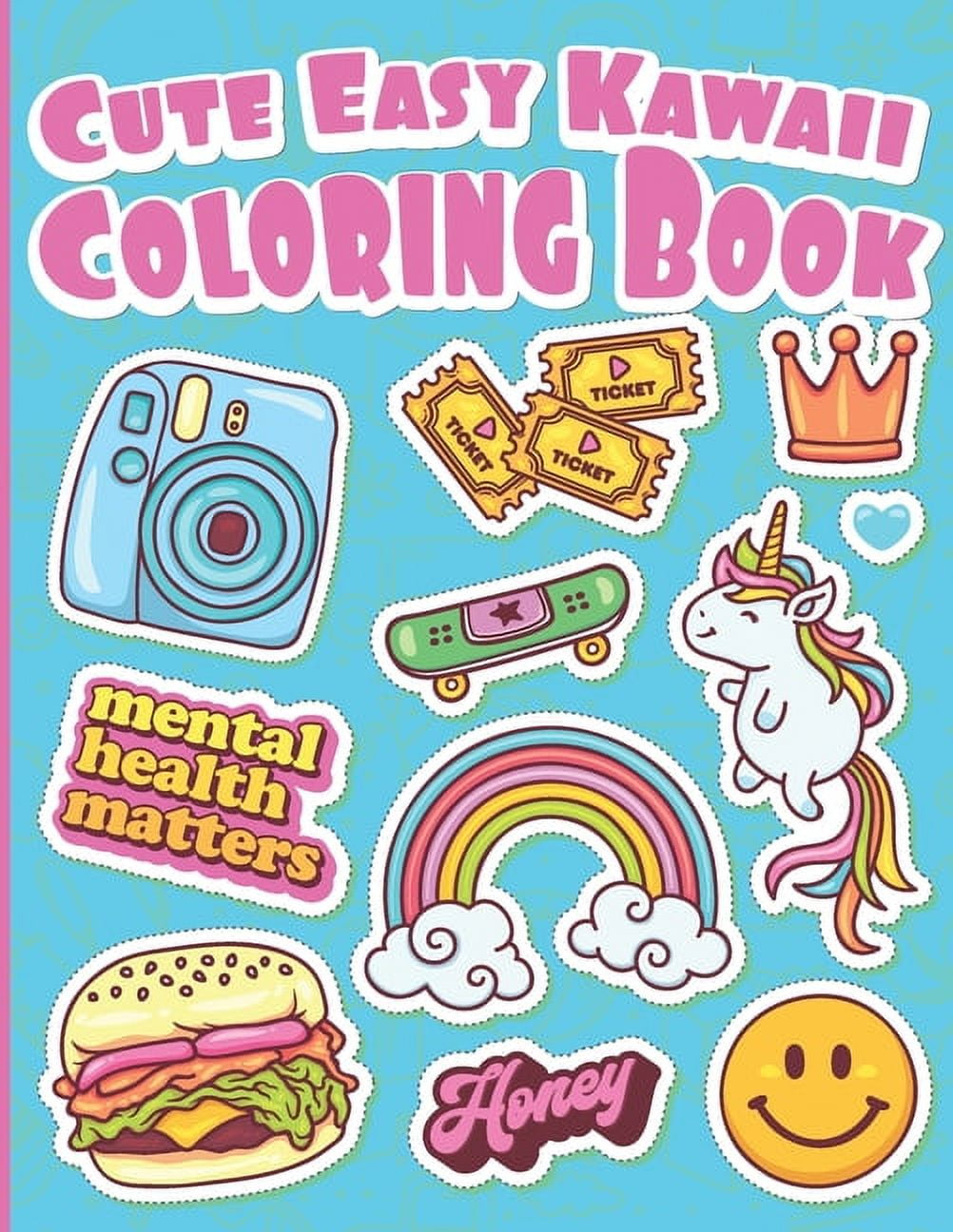 Cute Easy Kawaii Coloring Book: Gift for Kids full of Animals, Unicorns ...