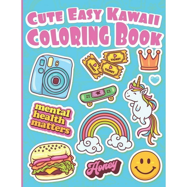 Cute Easy Kawaii Coloring Book: Gift for Kids full of Animals, Unicorns ...