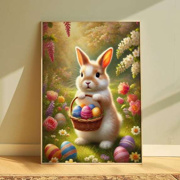 Cute Egg Day Bunny Print Art, Bunny Poster, Maximalist Wall Art, Trendy ...