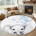 Cute Elephant 6FT Round Area Rugs for Living Room Blue Watercolor ...